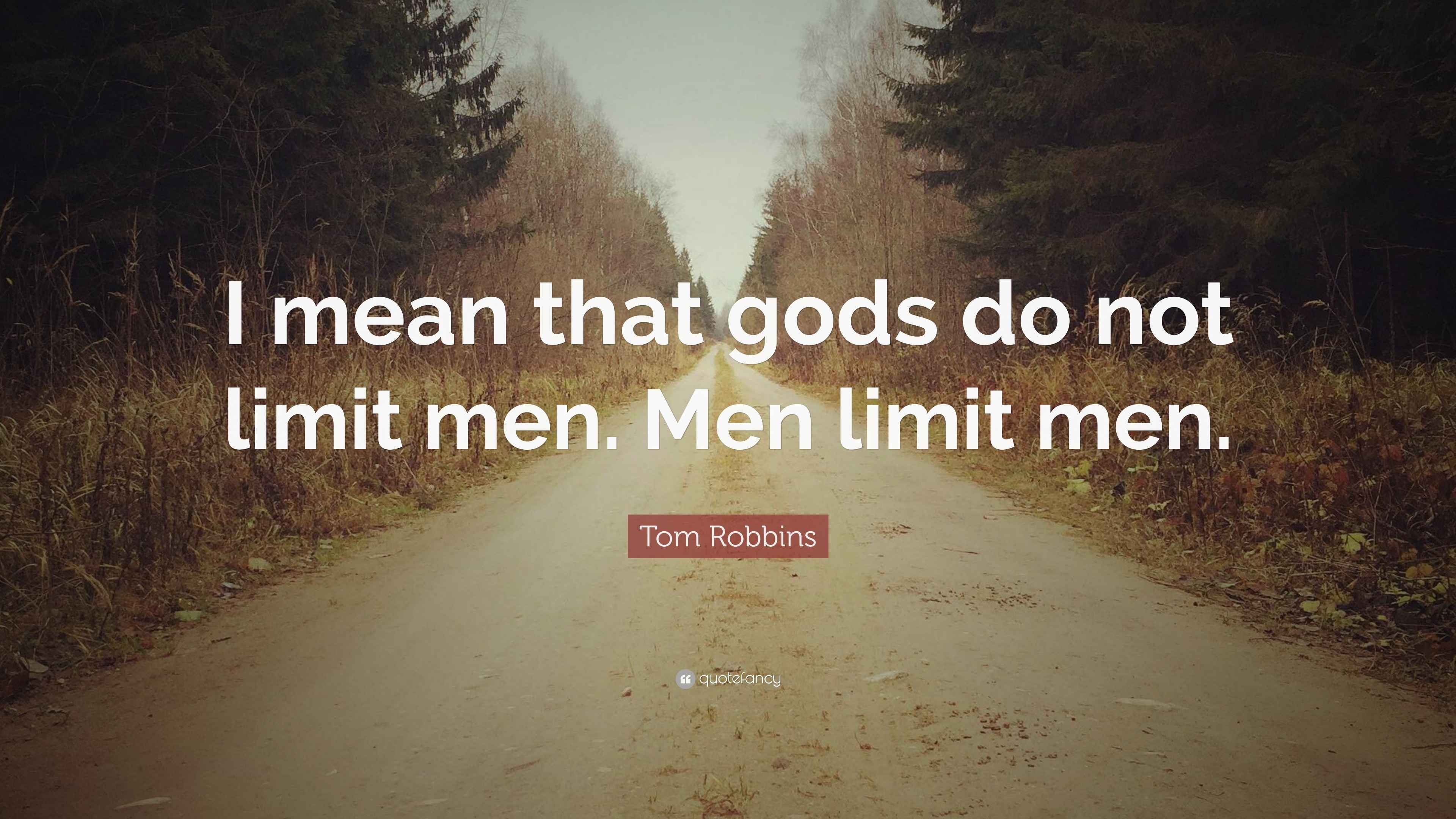 Tom Robbins Quote: “I mean that gods do not limit men. Men limit men.”