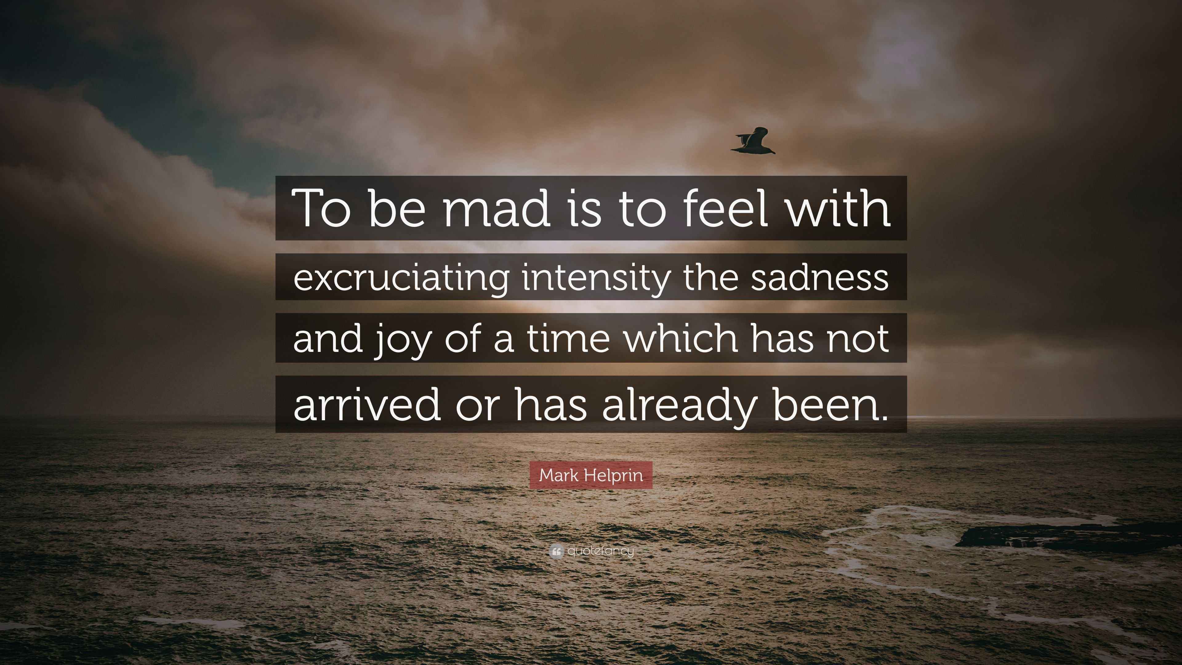 Mark Helprin Quote: “To be mad is to feel with excruciating intensity ...