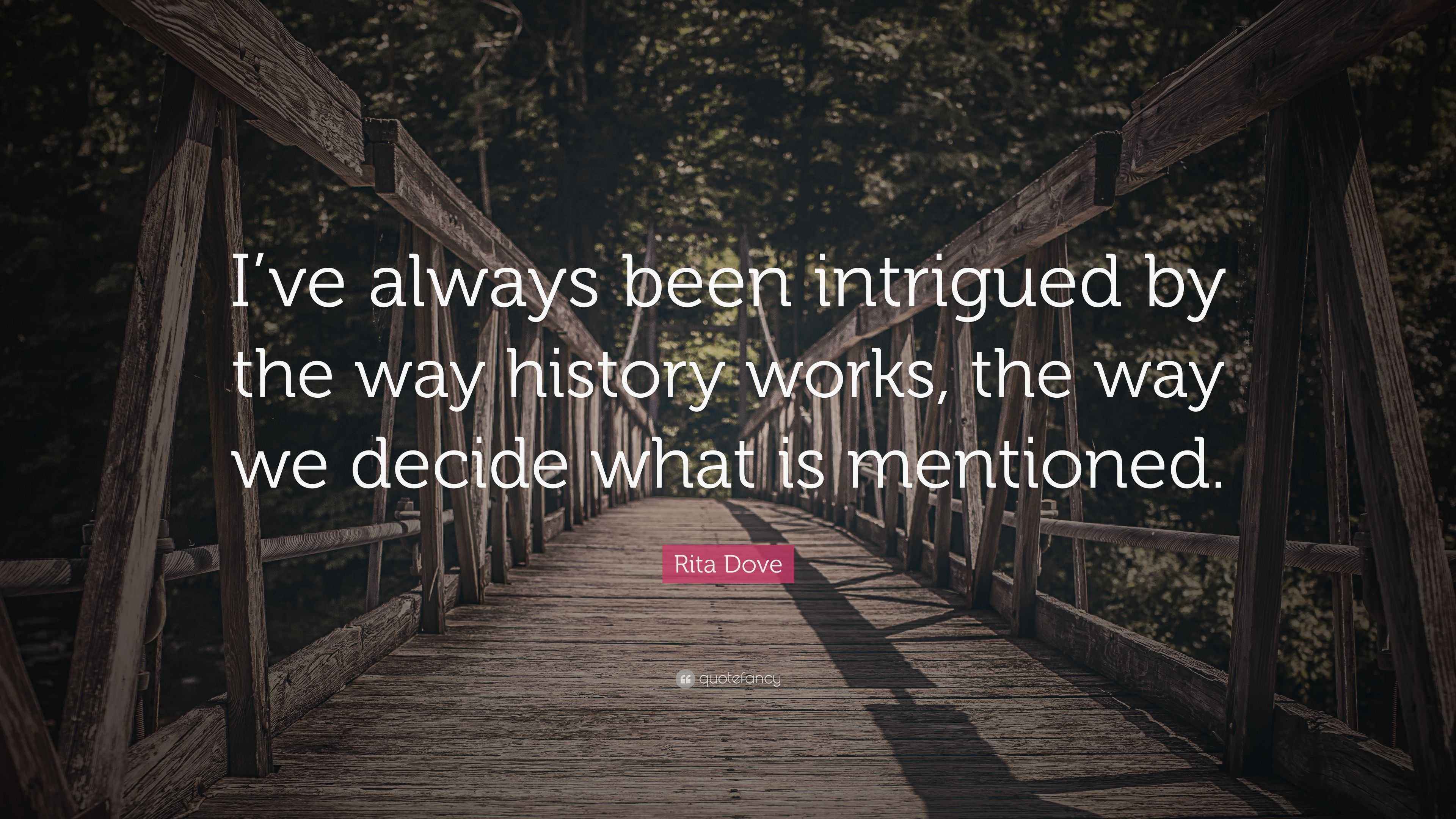 Rita Dove Quote: “I’ve always been intrigued by the way history works ...