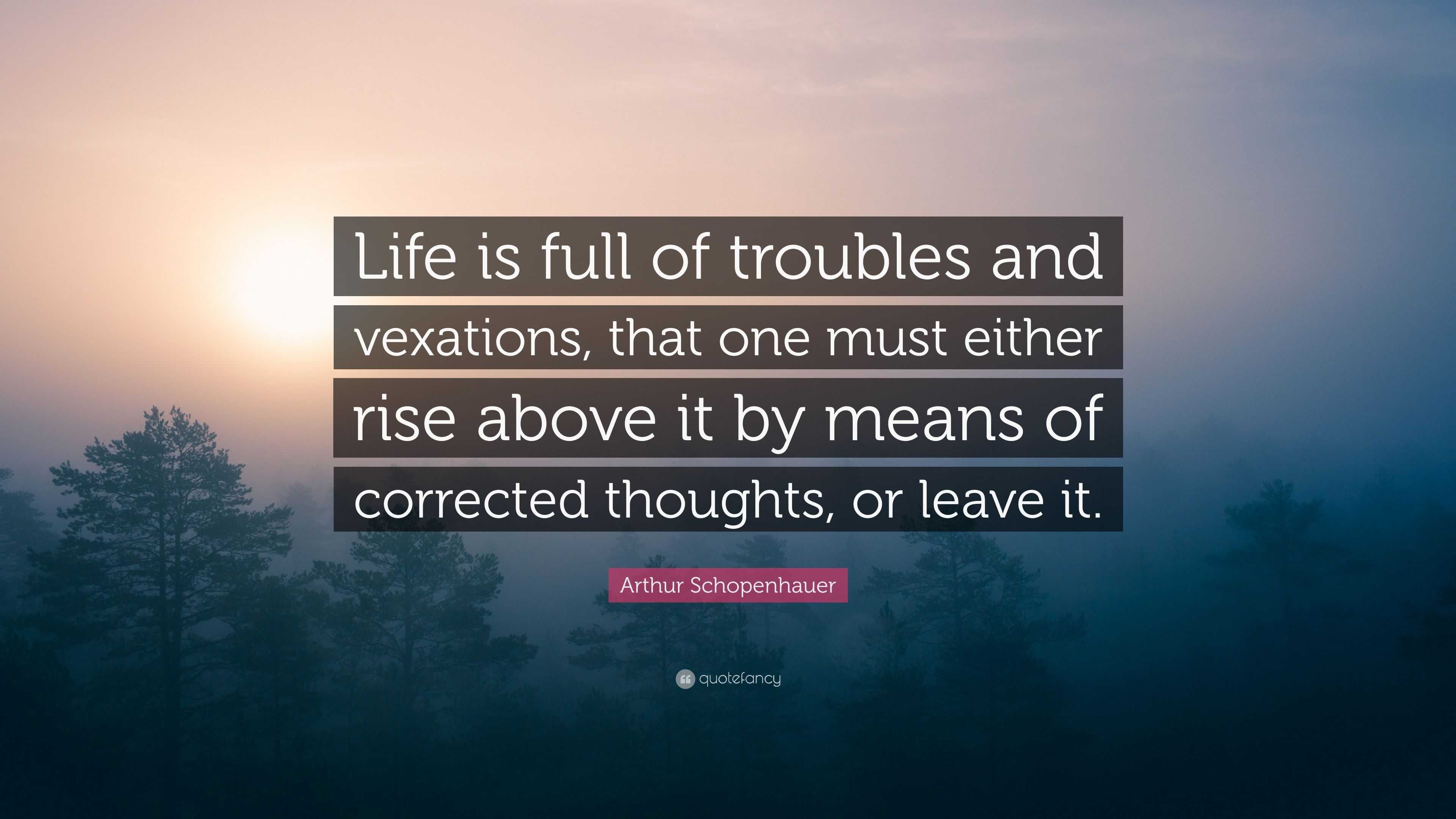 Arthur Schopenhauer Quote: “Life is full of troubles and vexations ...