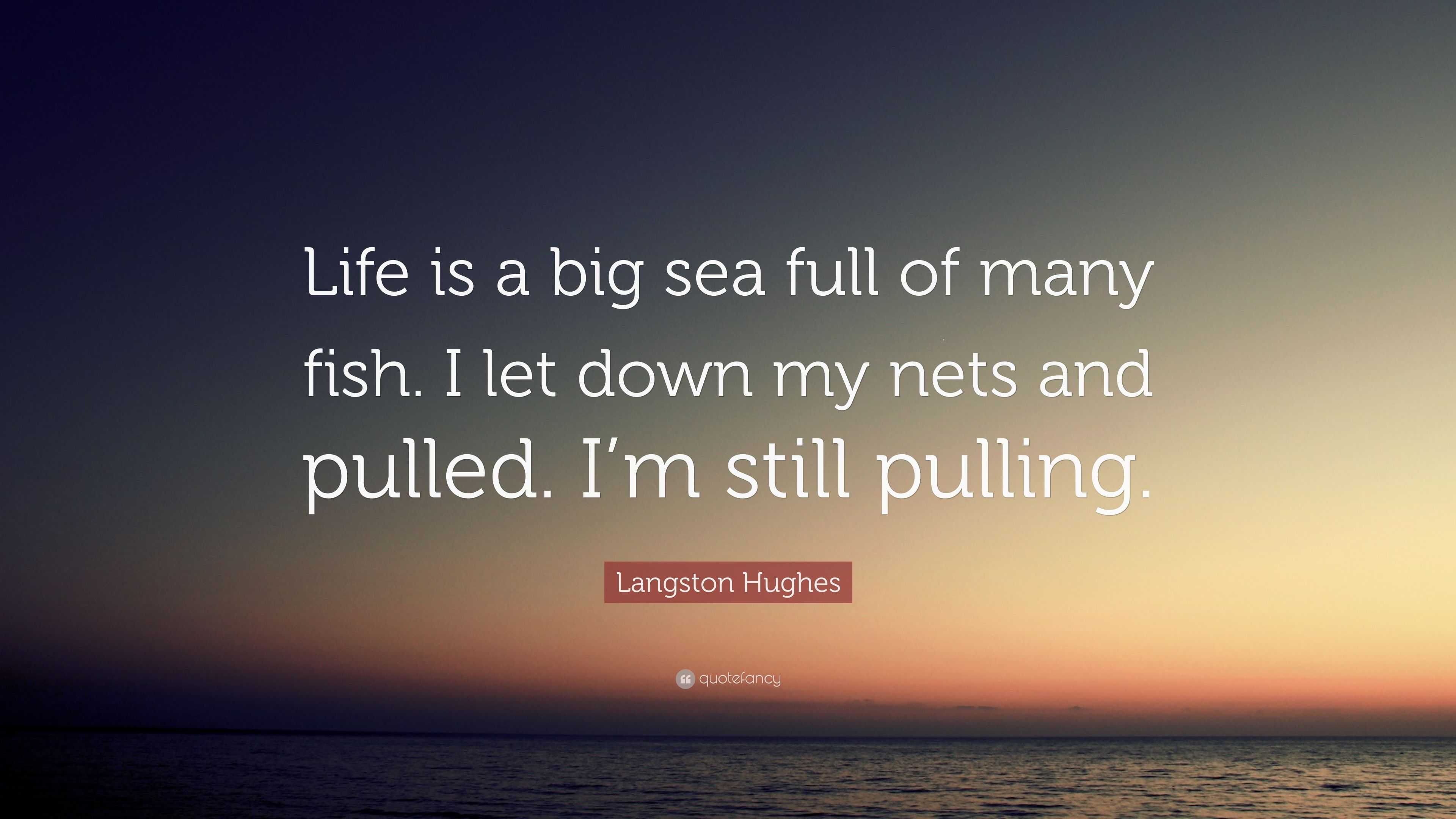 Langston Hughes Quote: “Life is a big sea full of many fish. I let down ...
