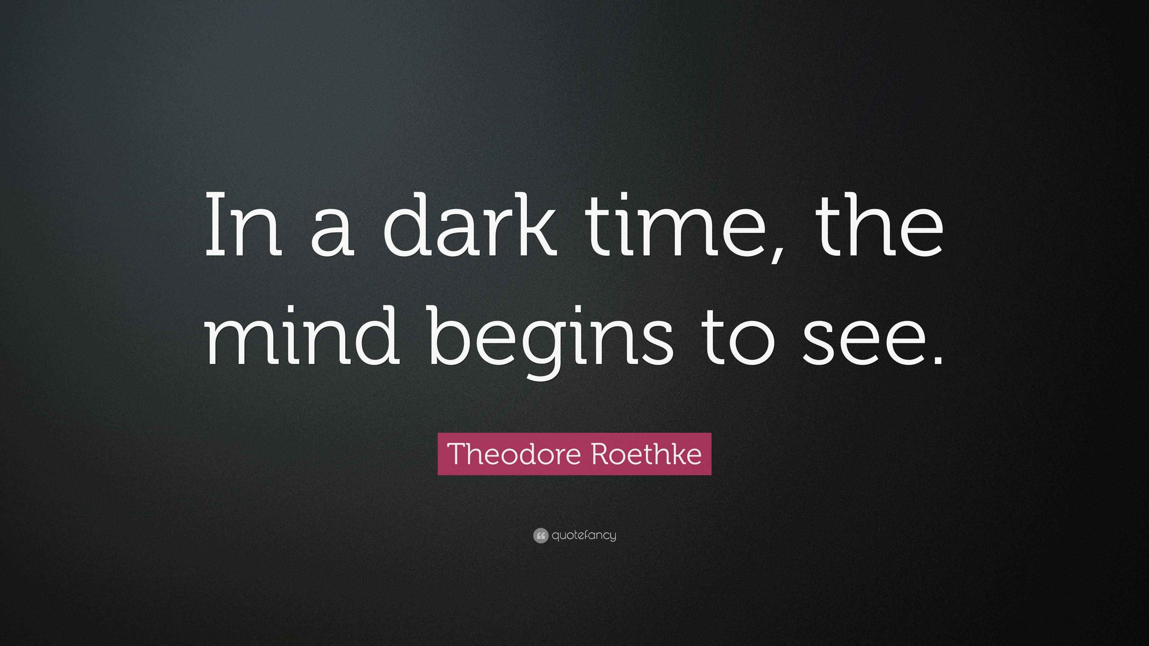 Theodore Roethke Quote: “In a dark time, the mind begins to see.”