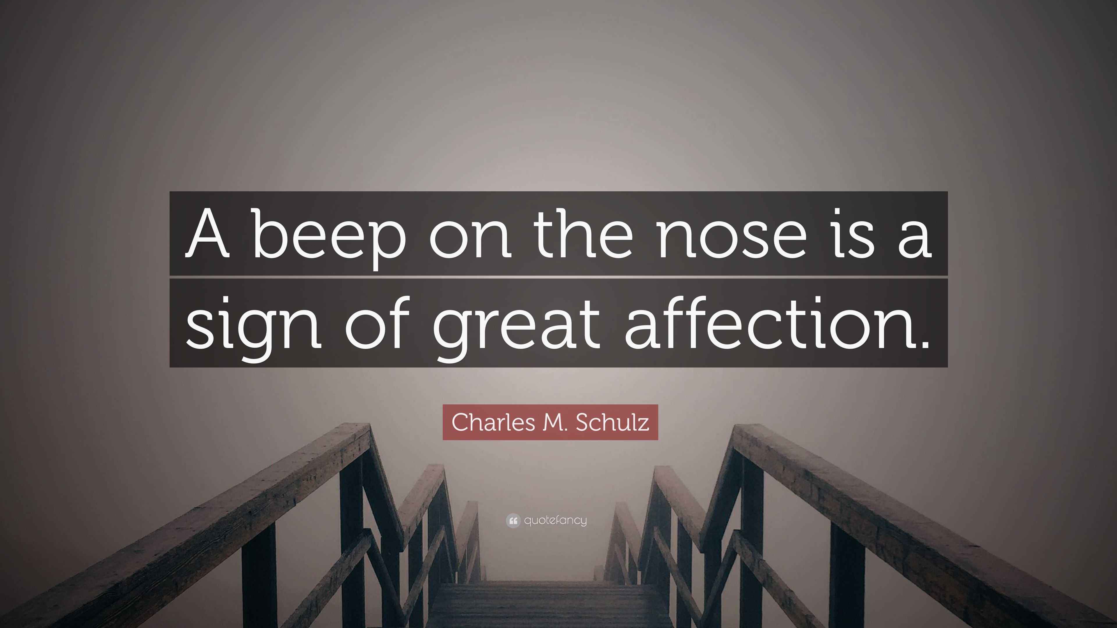 Charles M. Schulz Quote: “A beep on the nose is a sign of great affection.”