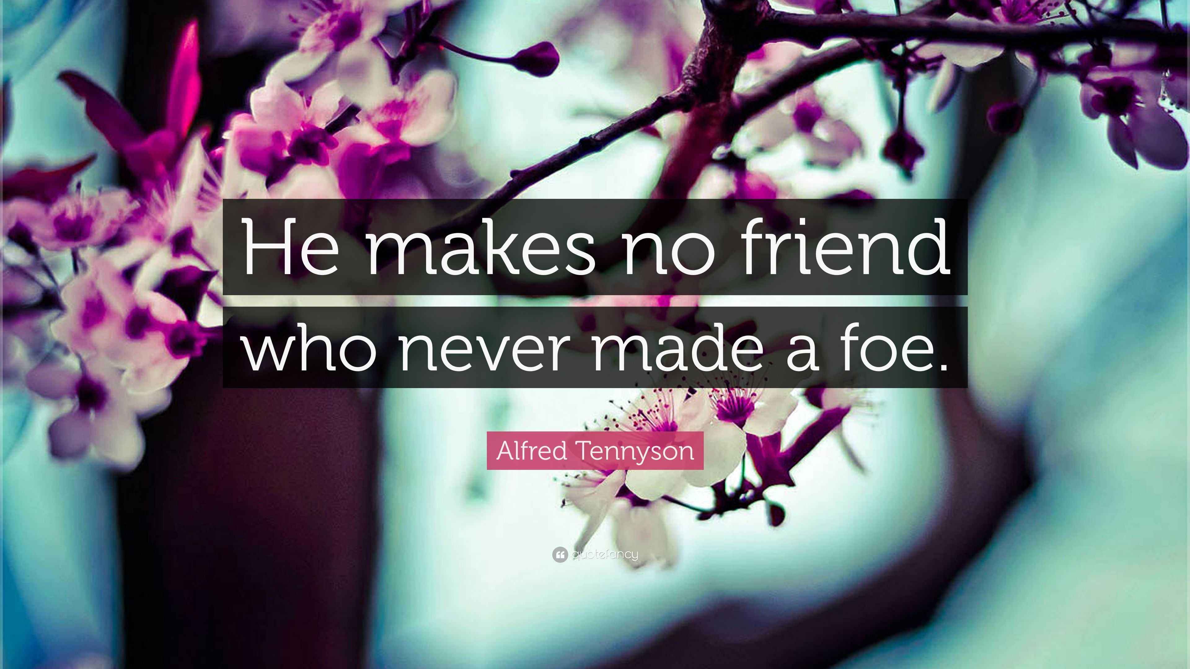 Alfred Tennyson Quote: “He makes no friend who never made a foe.”