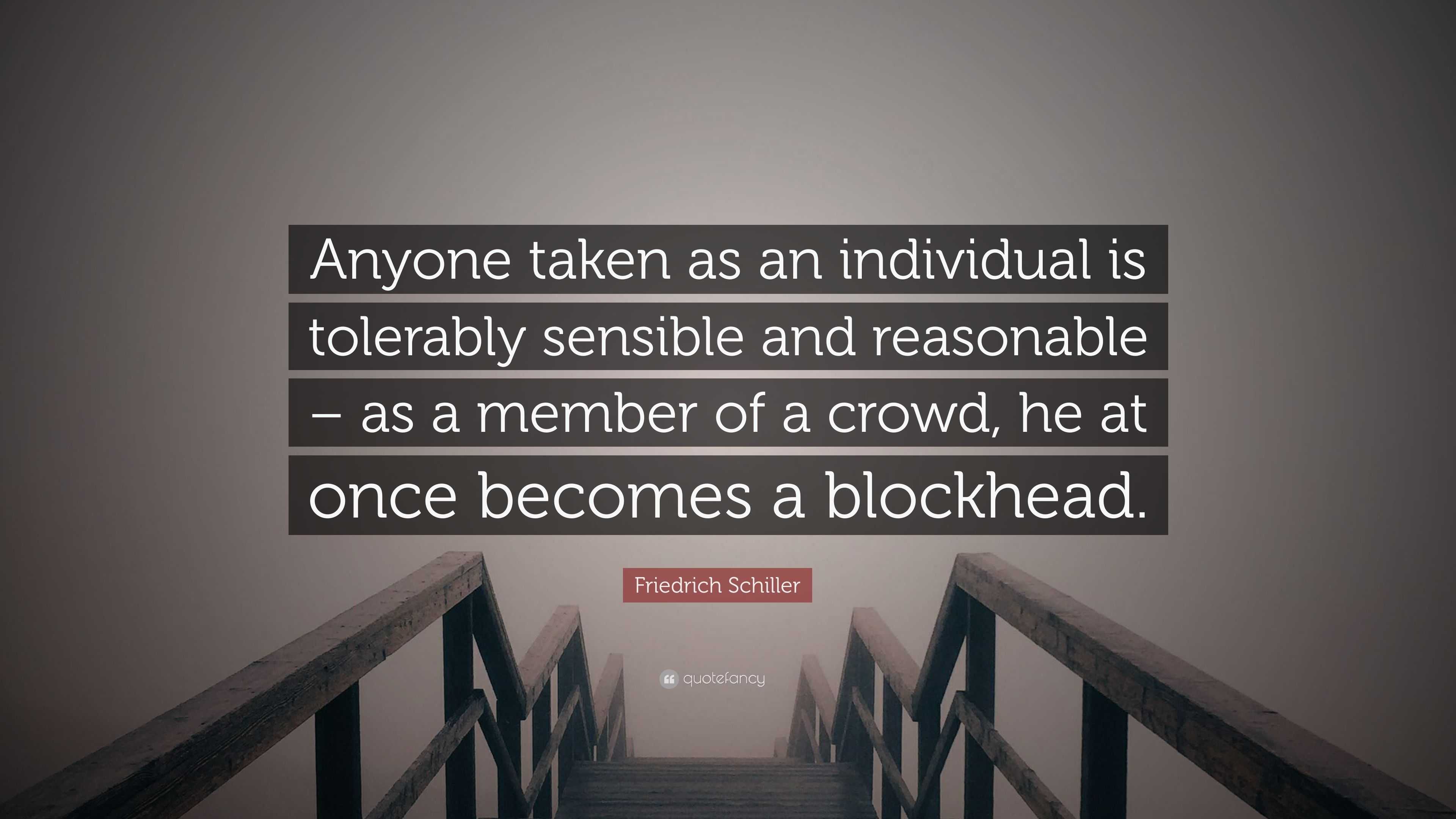 Friedrich Schiller Quote: “Anyone taken as an individual is tolerably ...