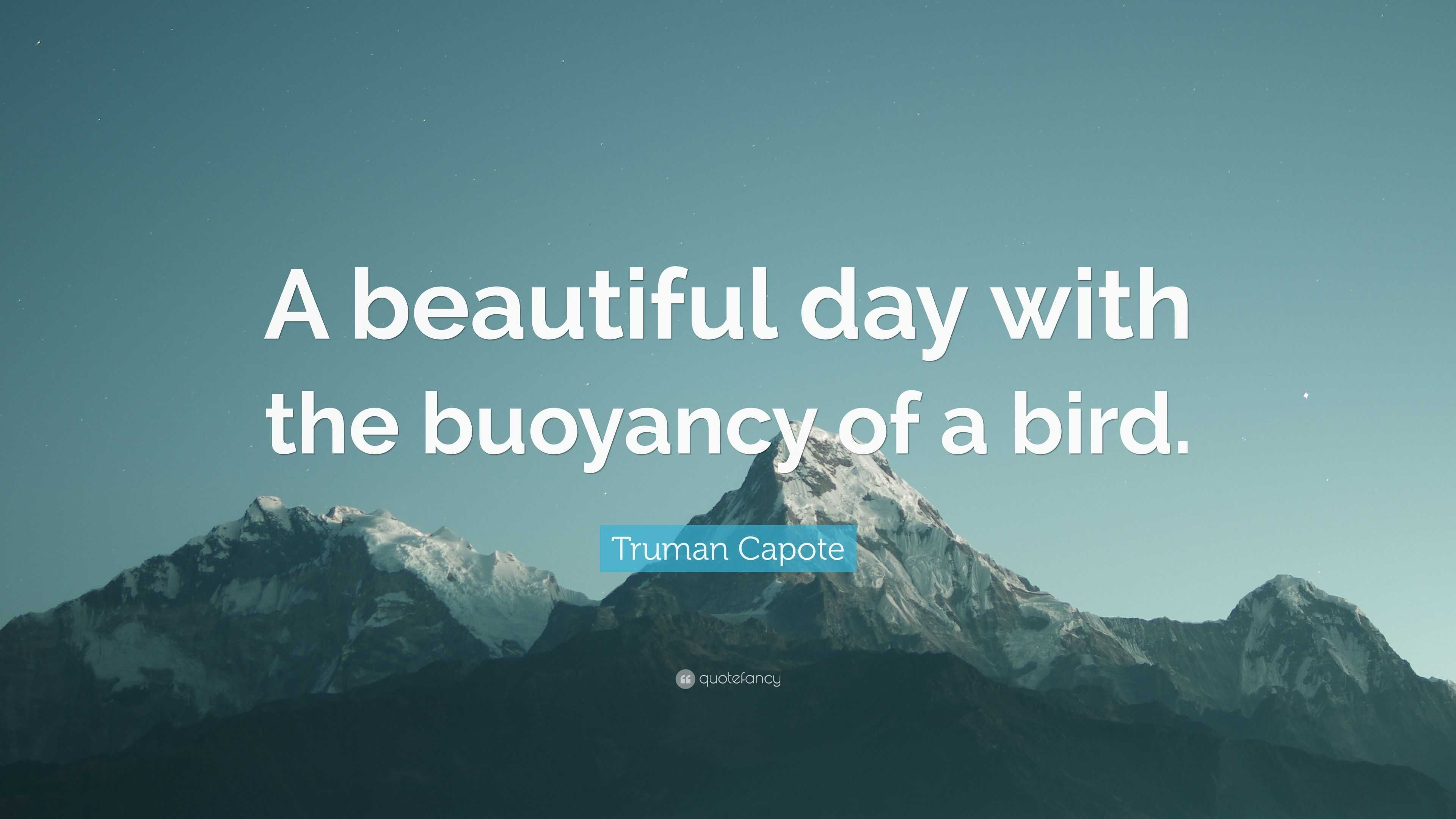 Truman Capote Quote: “A beautiful day with the buoyancy of a bird.”