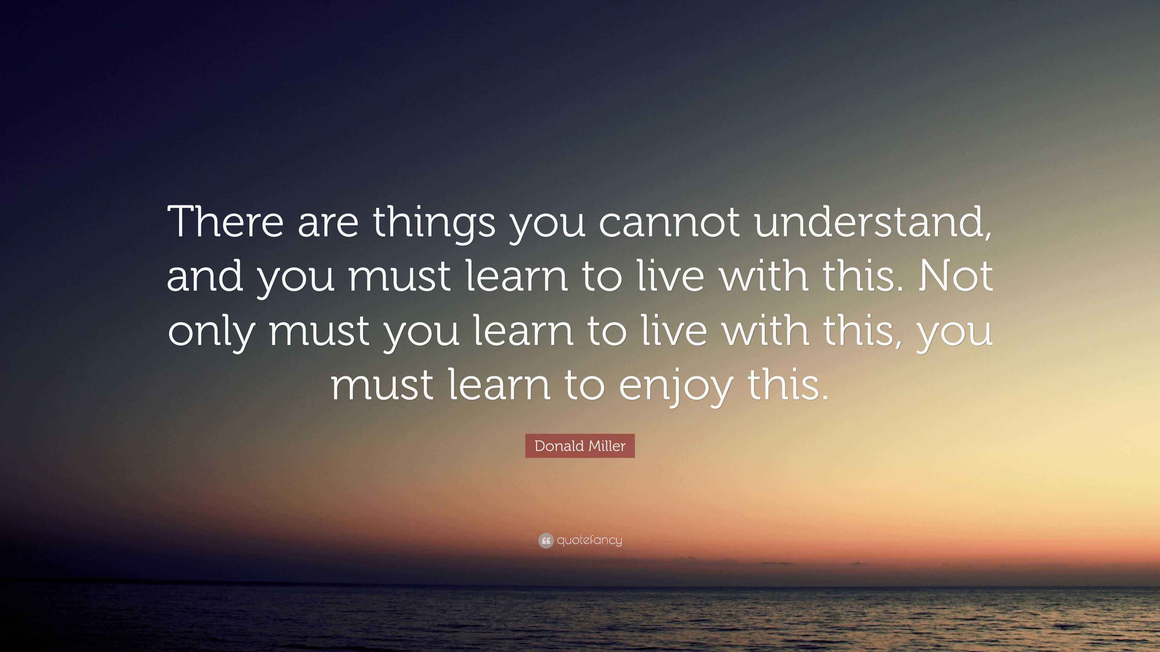 Donald Miller Quote: “There are things you cannot understand, and you ...