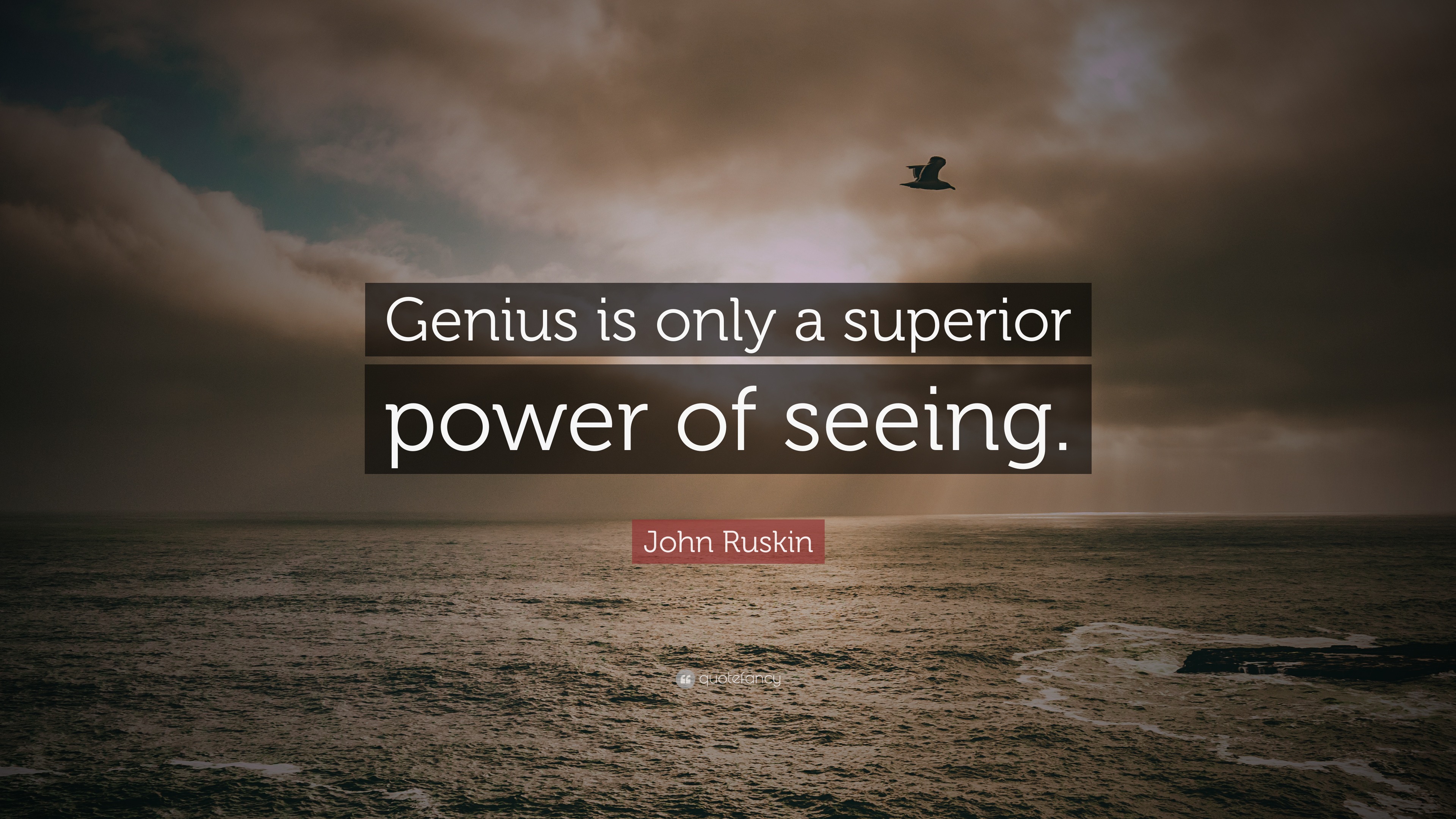 John Ruskin Quote: “Genius is only a superior power of seeing.”