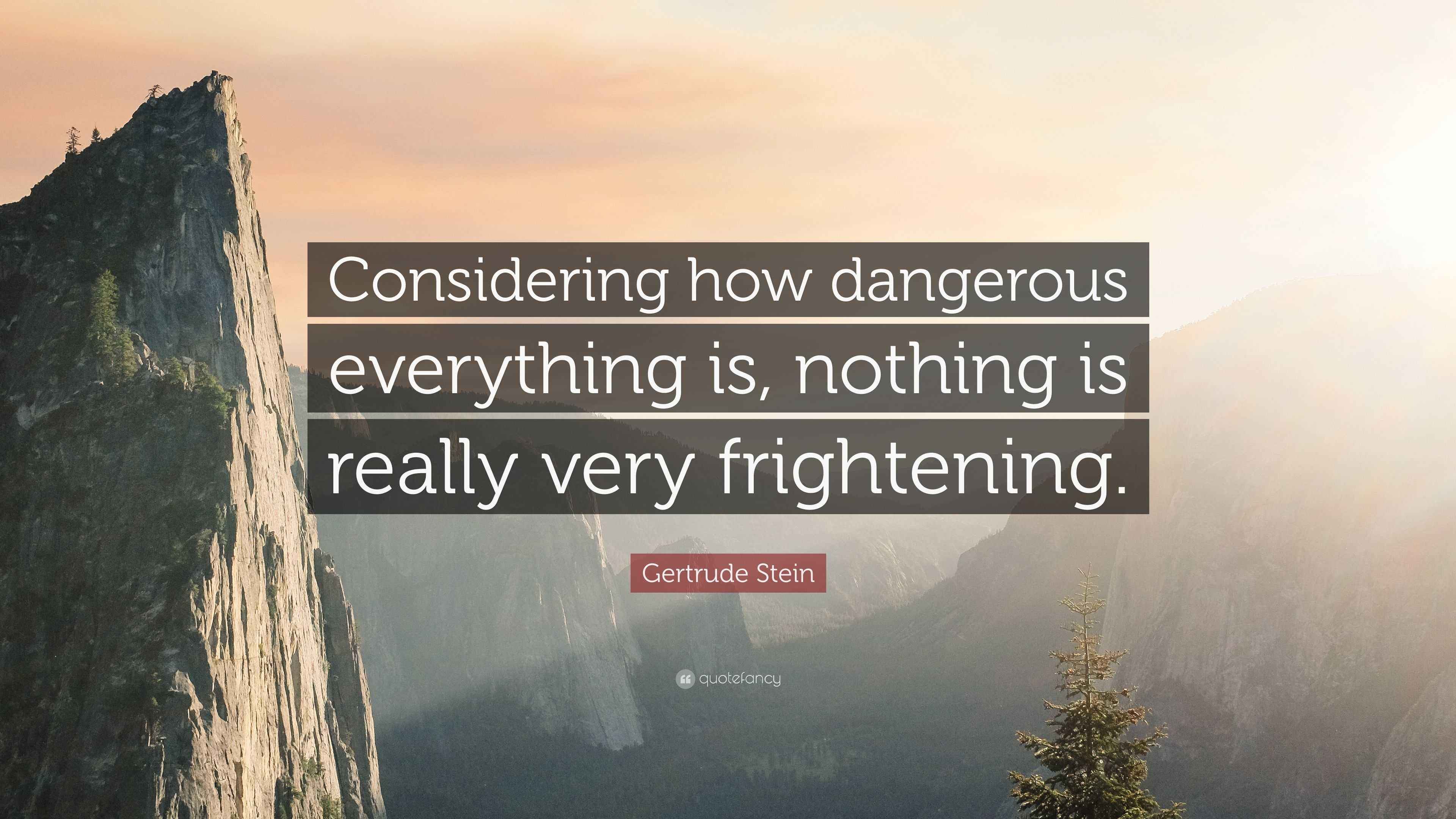 Gertrude Stein Quote: “Considering how dangerous everything is, nothing ...