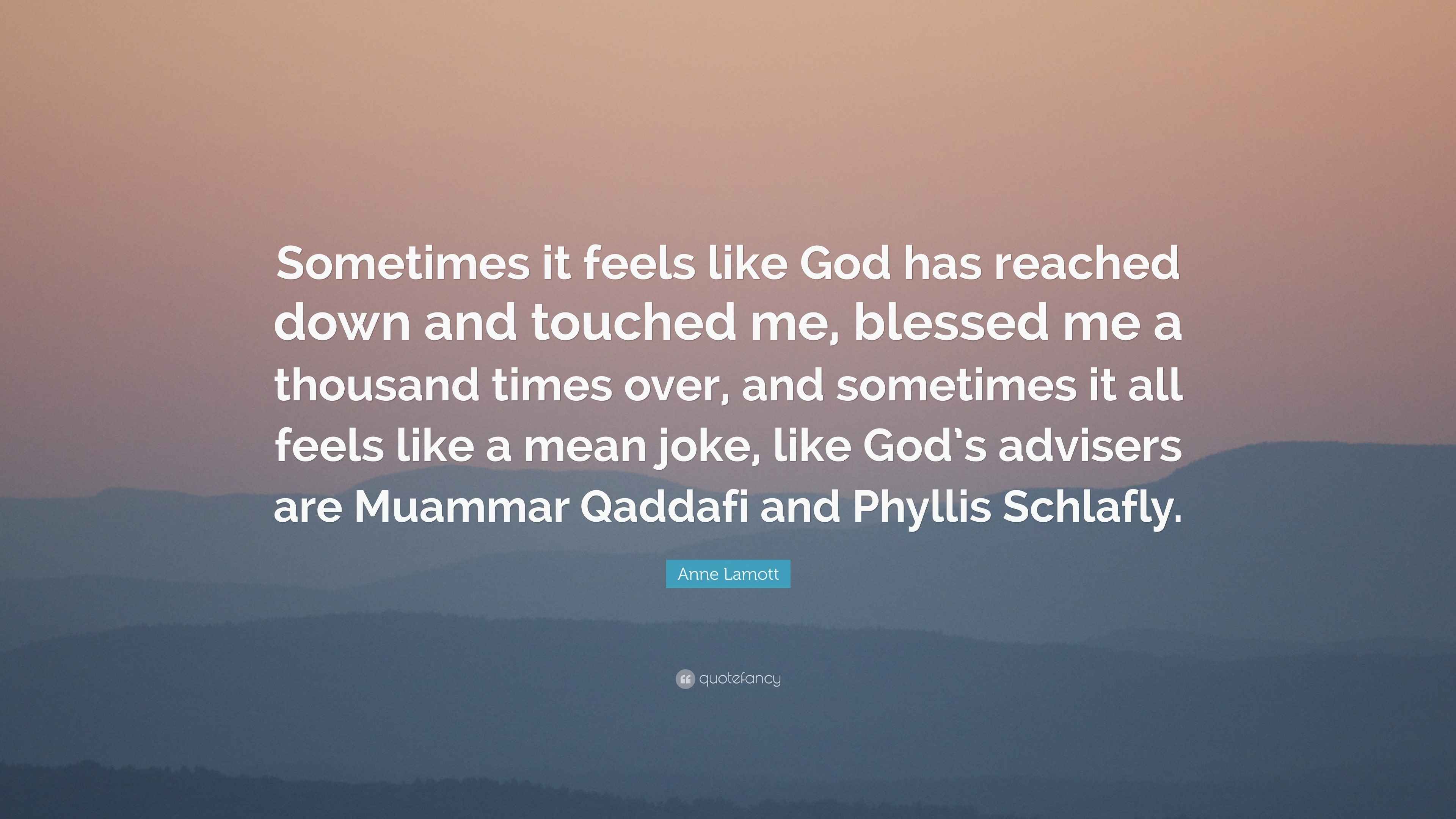 Anne Lamott Quote: “Sometimes it feels like God has reached down and ...
