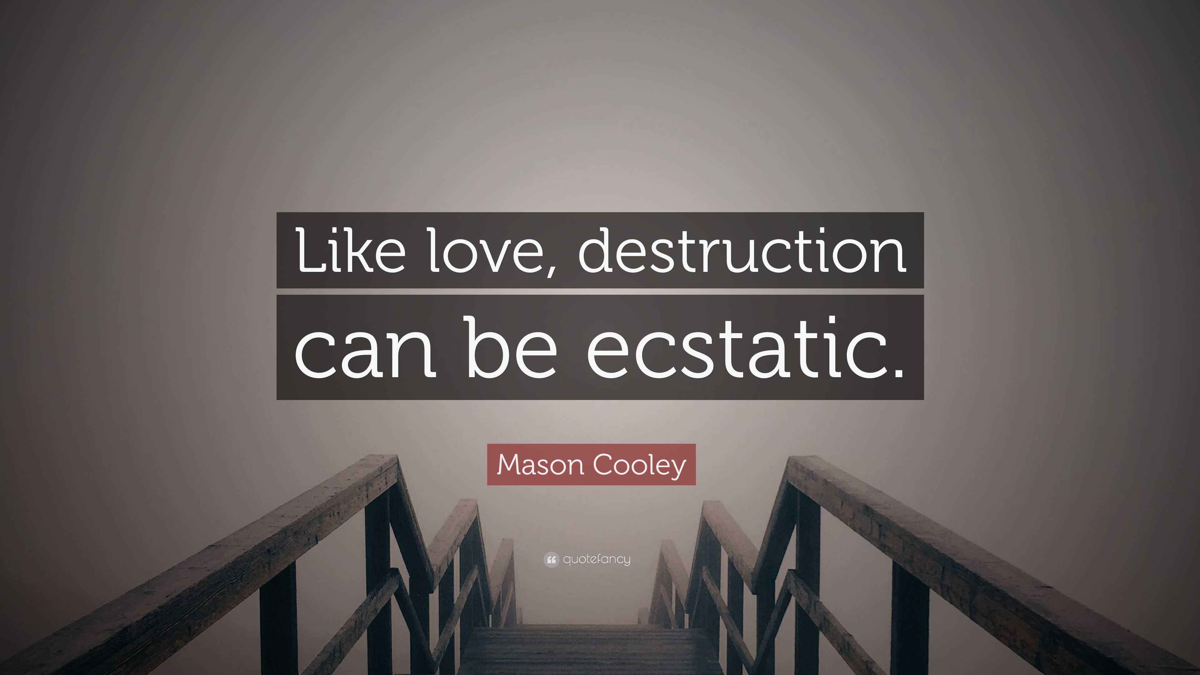 Mason Cooley Quote: “Like love, destruction can be ecstatic.”