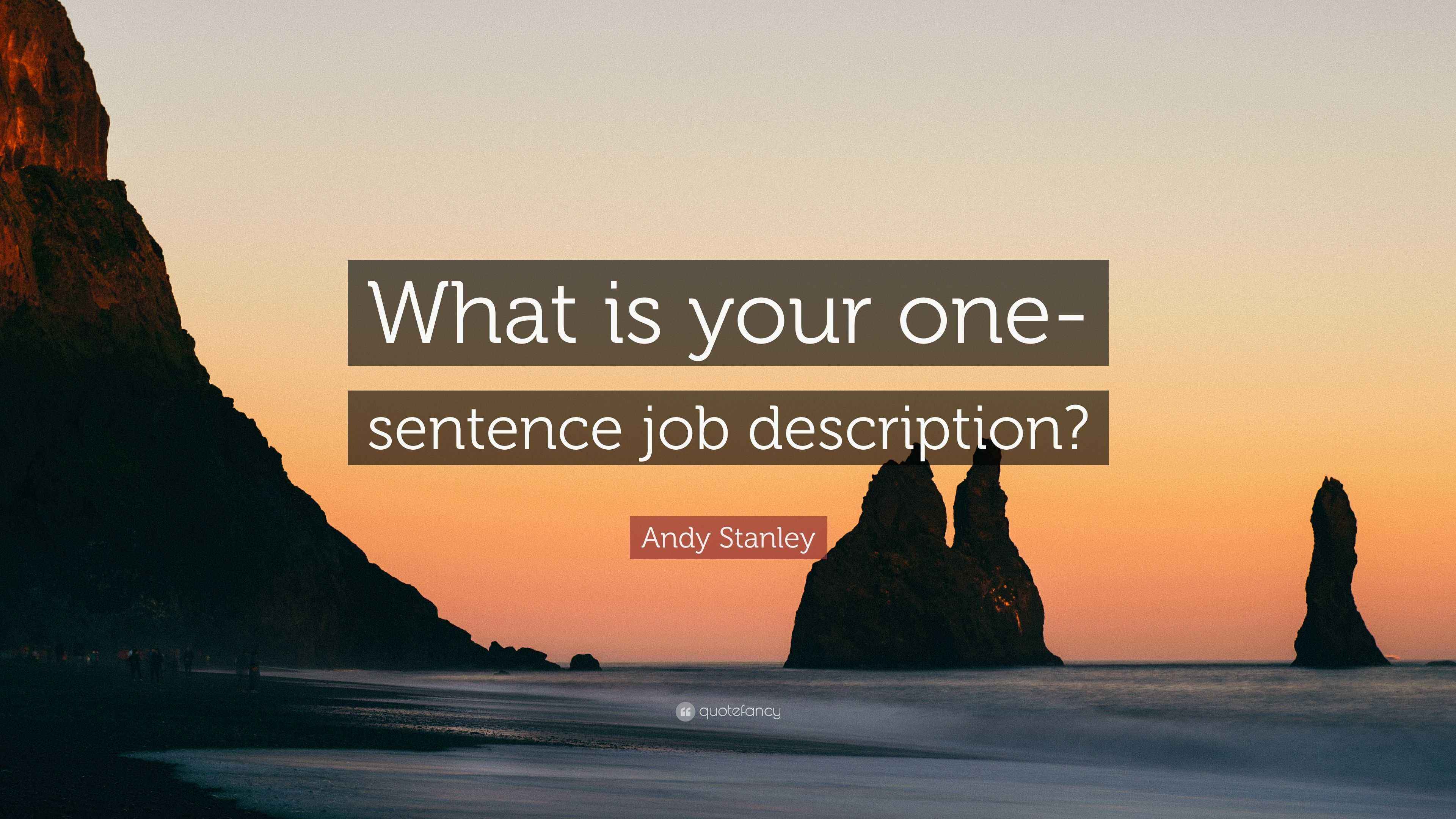 Andy Stanley Quote: “What is your one-sentence job description?”