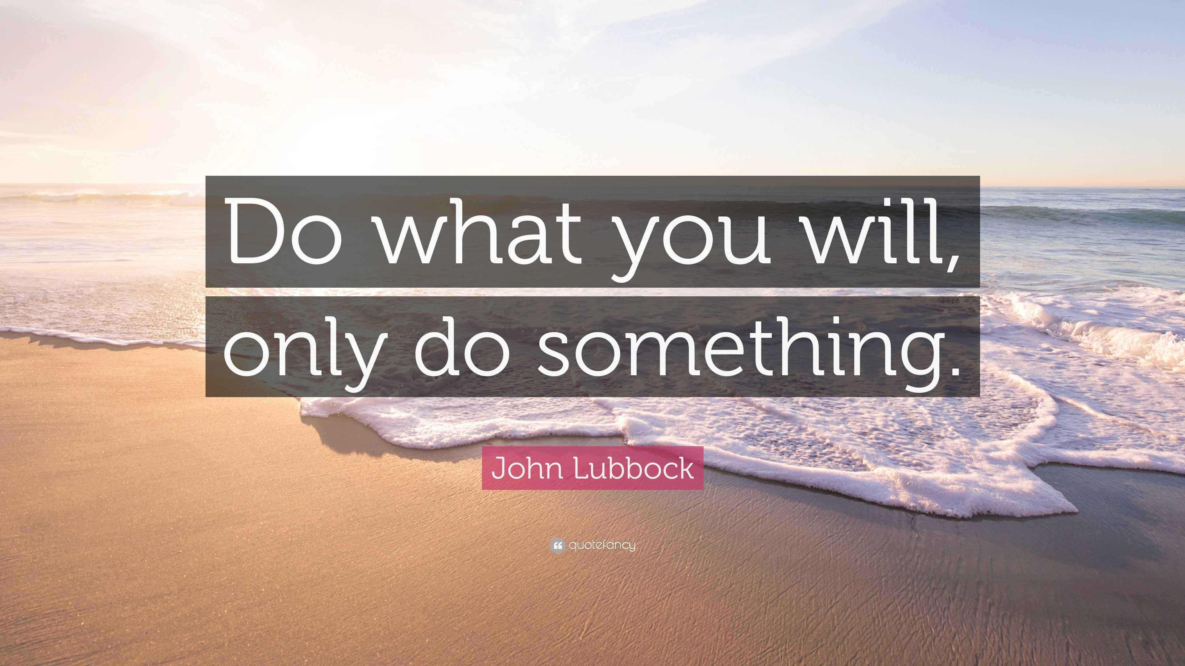 John Lubbock Quote: “Do what you will, only do something.”