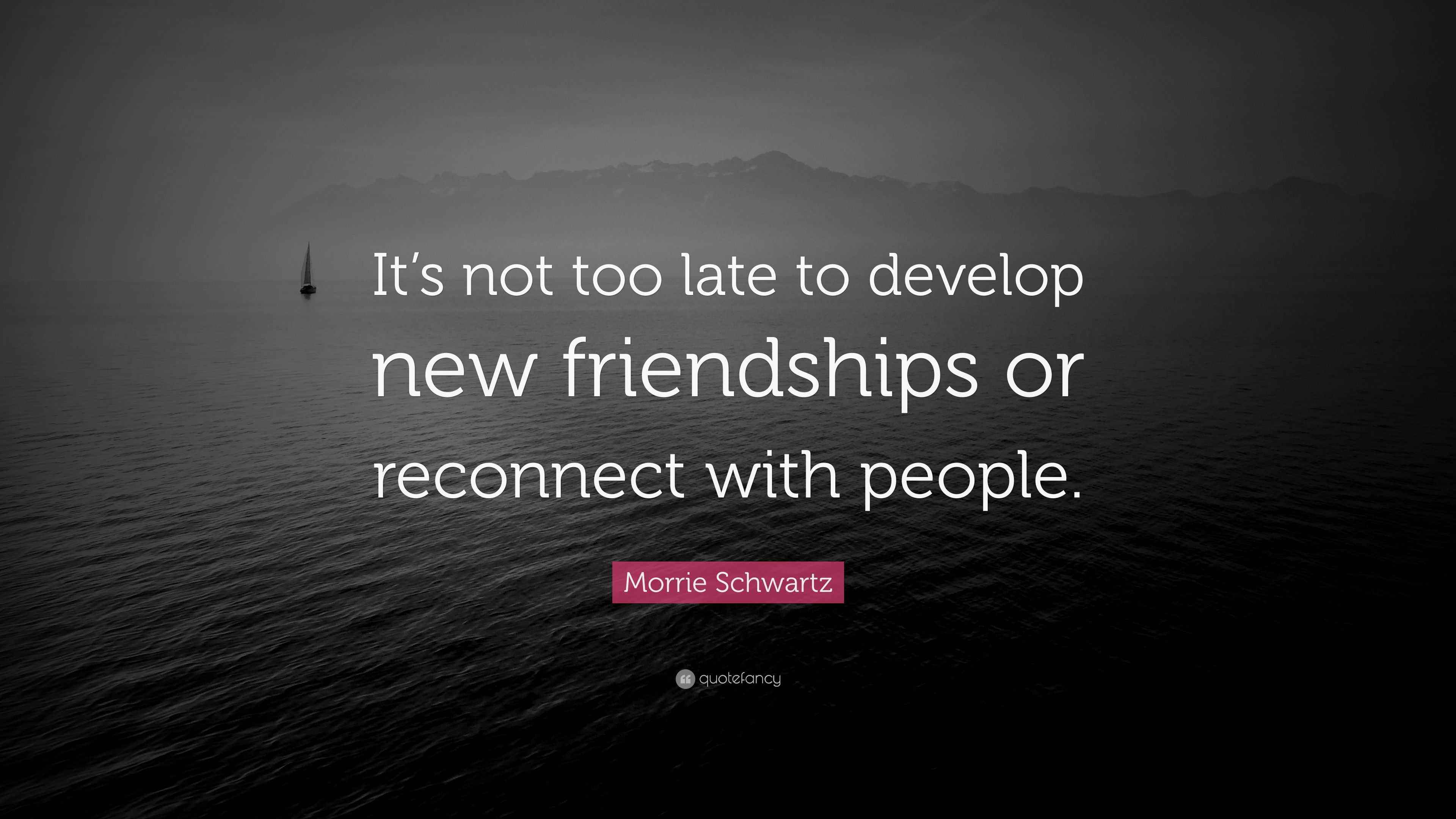 Morrie Schwartz Quote: “It’s not too late to develop new friendships or ...