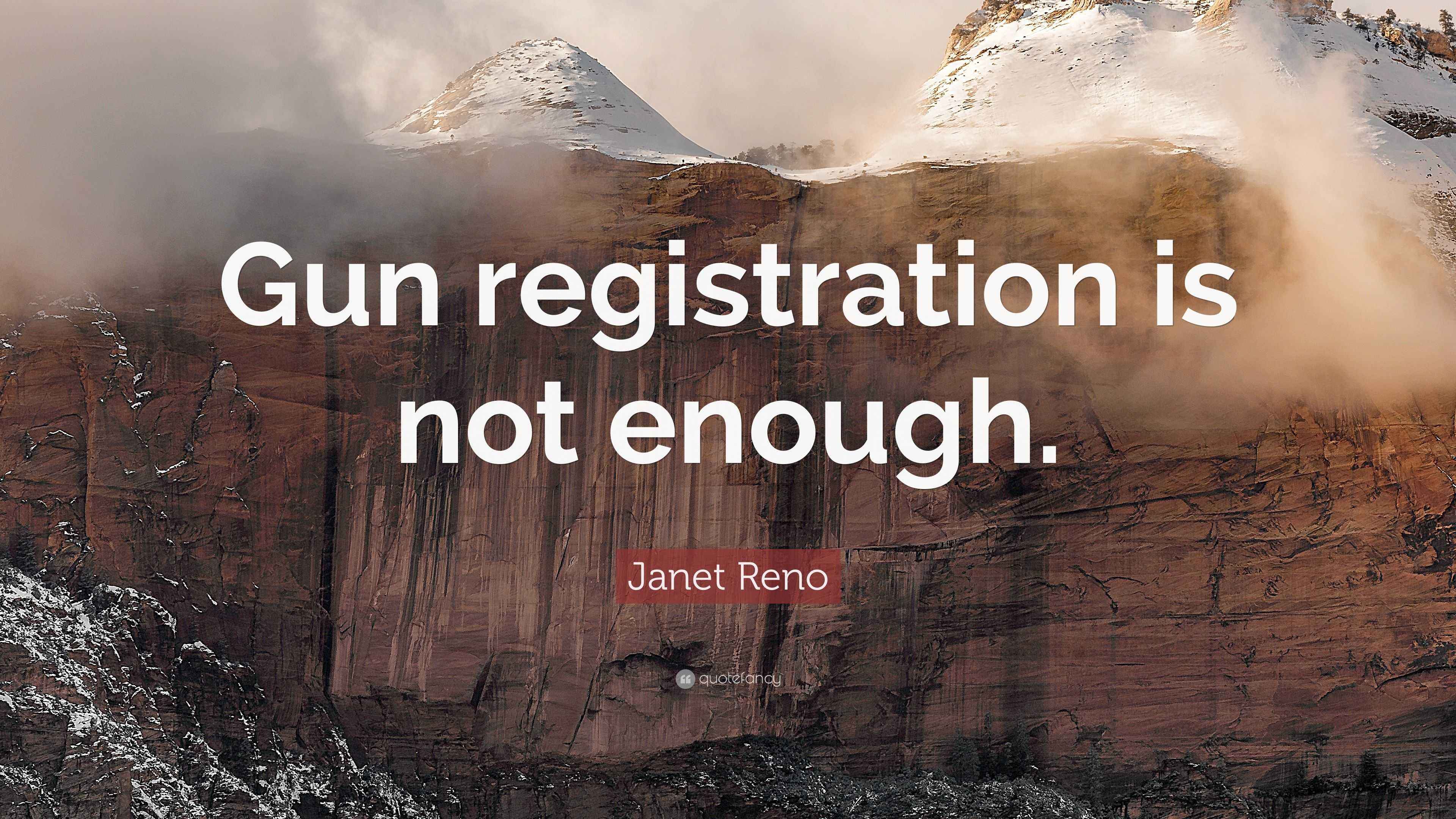 Janet Reno Quote: “Gun registration is not enough.”