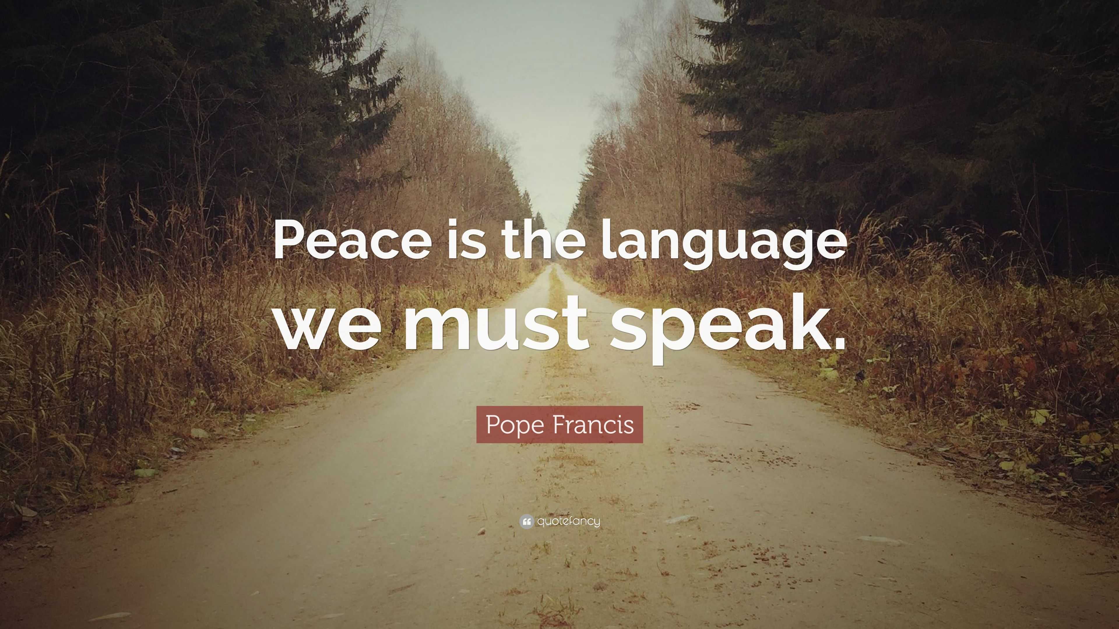 Pope Francis Quote: “Peace is the language we must speak.”
