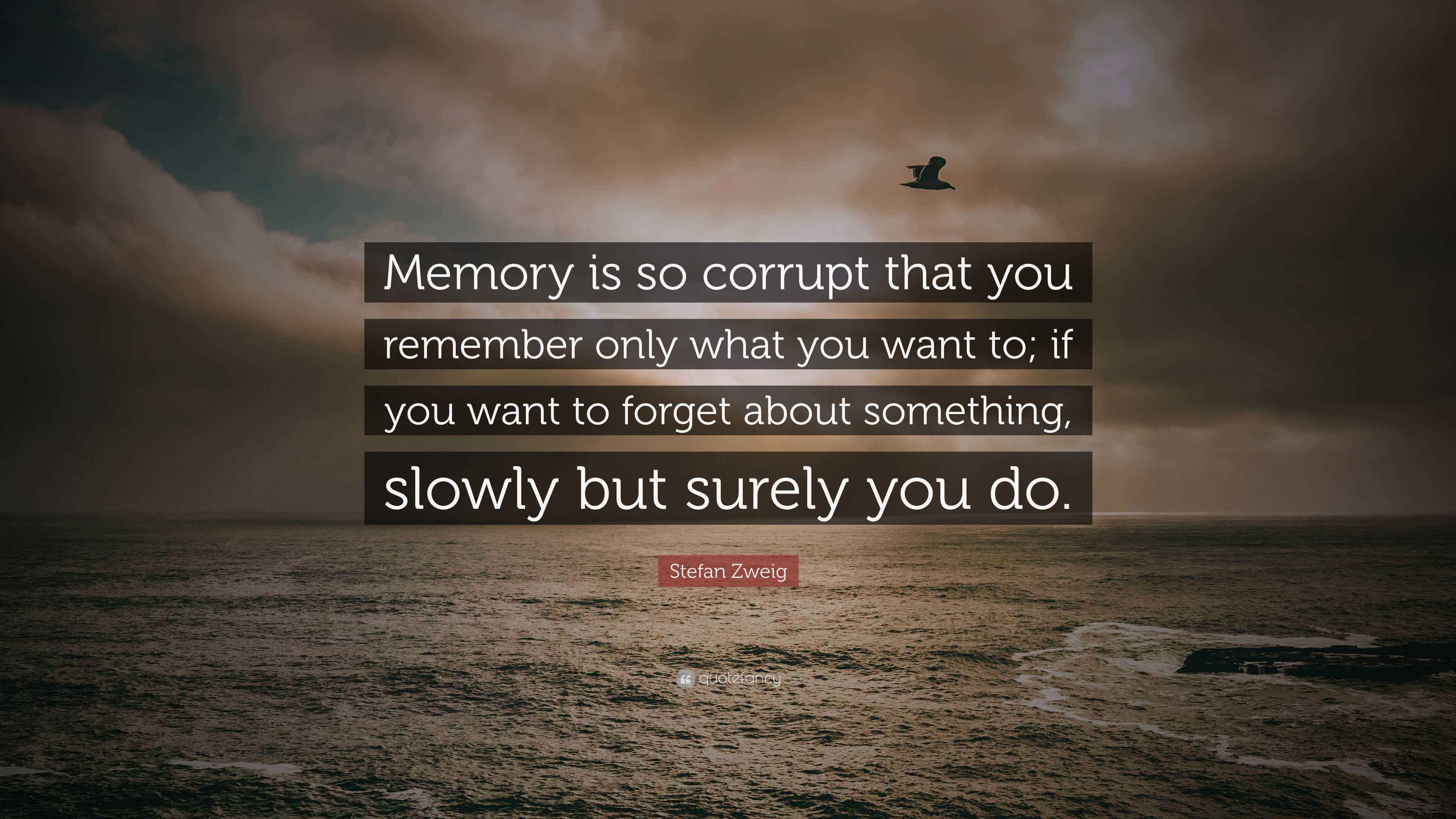 Stefan Zweig Quote: “Memory is so corrupt that you remember only what ...