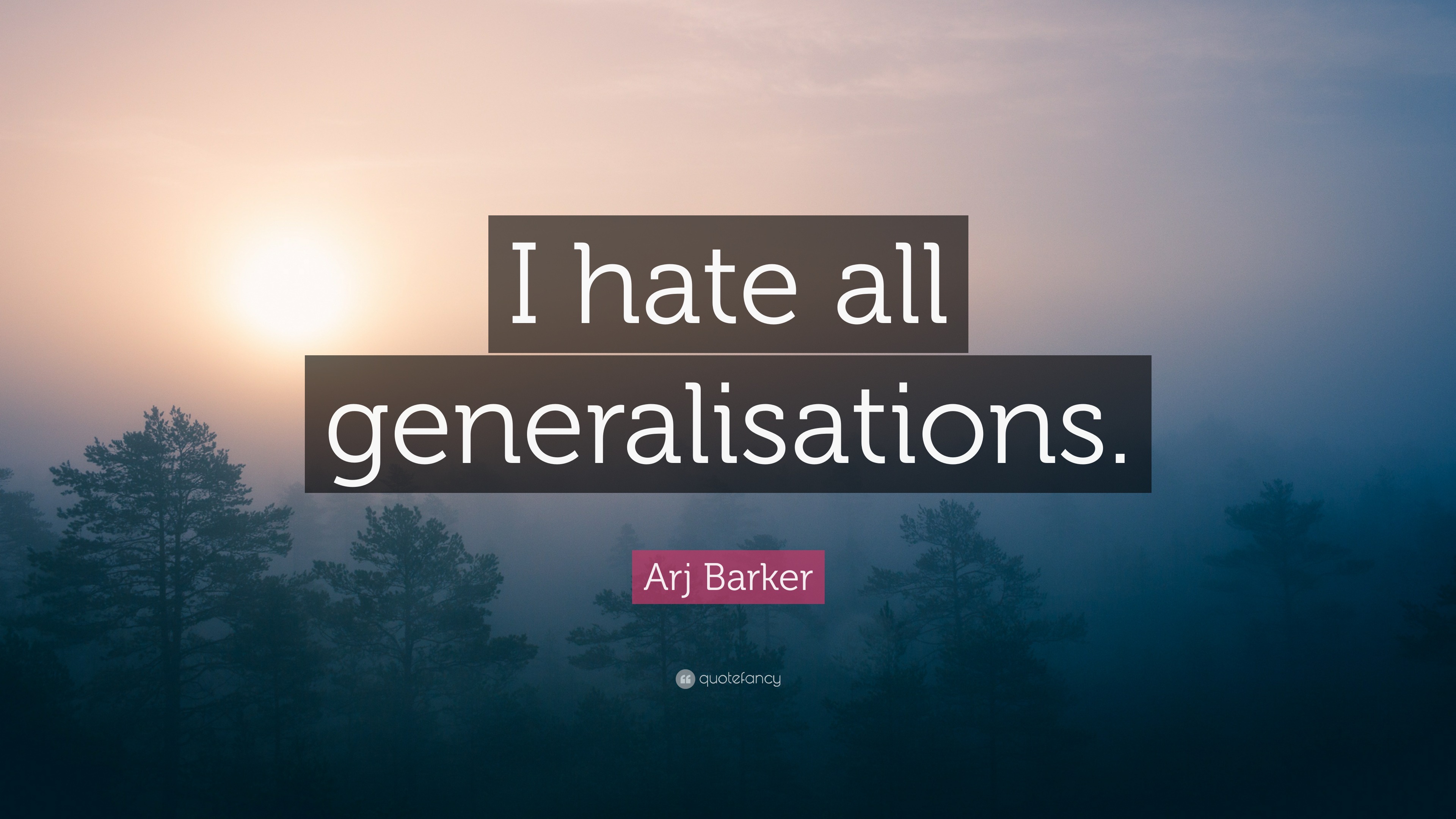 Arj Barker Quote: “I hate all generalisations.”