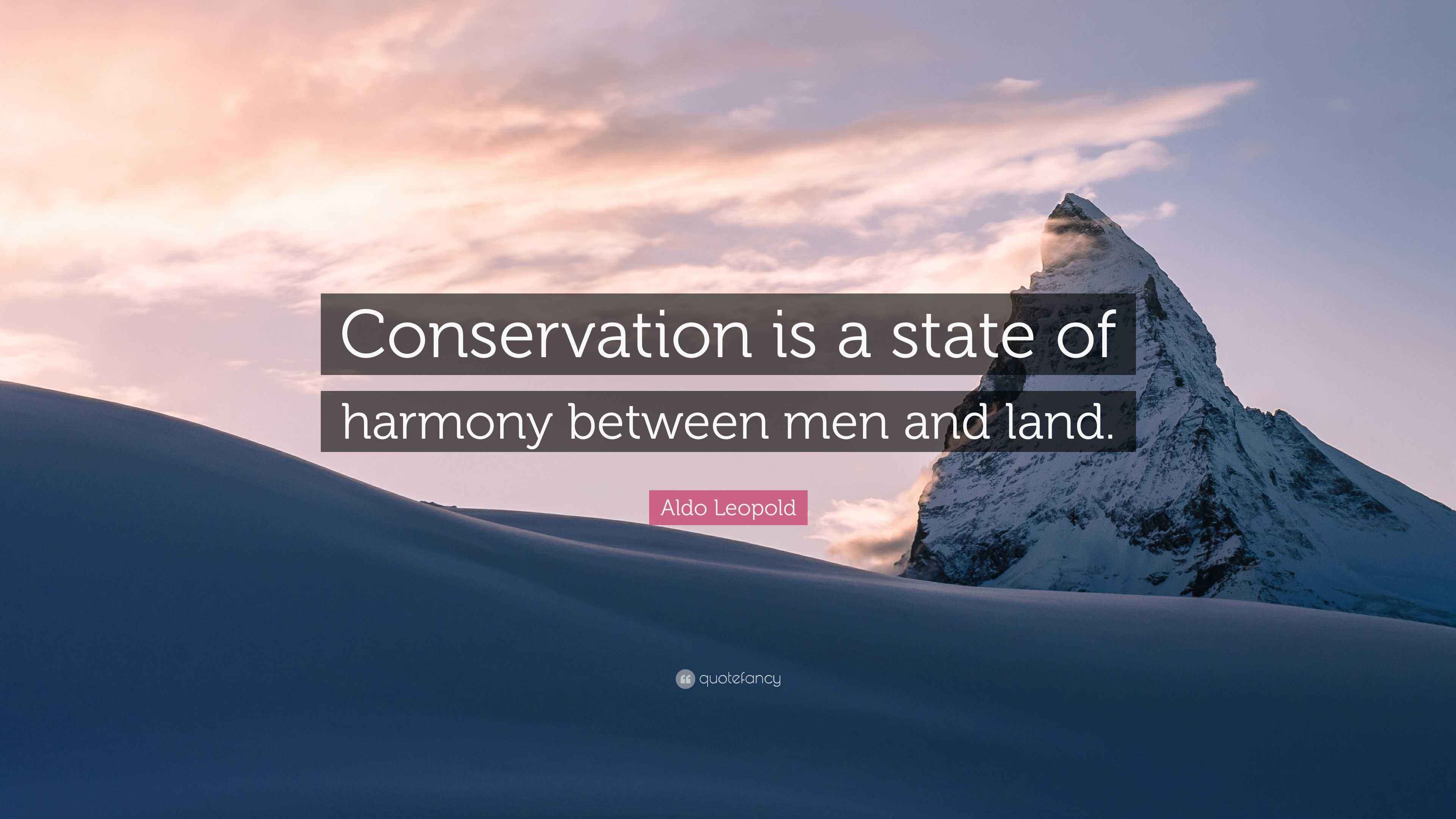 Aldo Leopold Quote: “Conservation is a state of harmony between men and ...