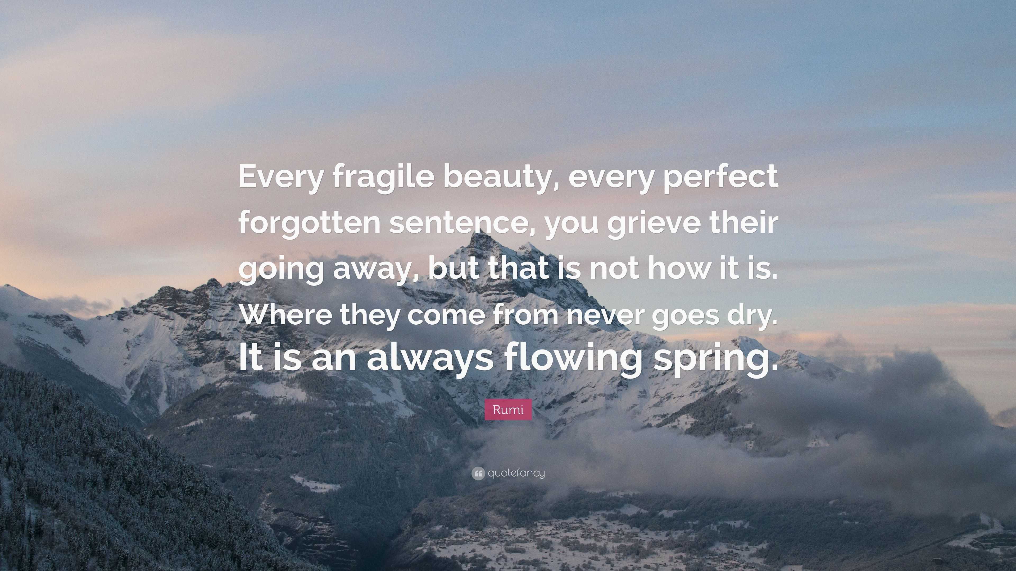 Rumi Quote: “Every fragile beauty, every perfect forgotten sentence ...