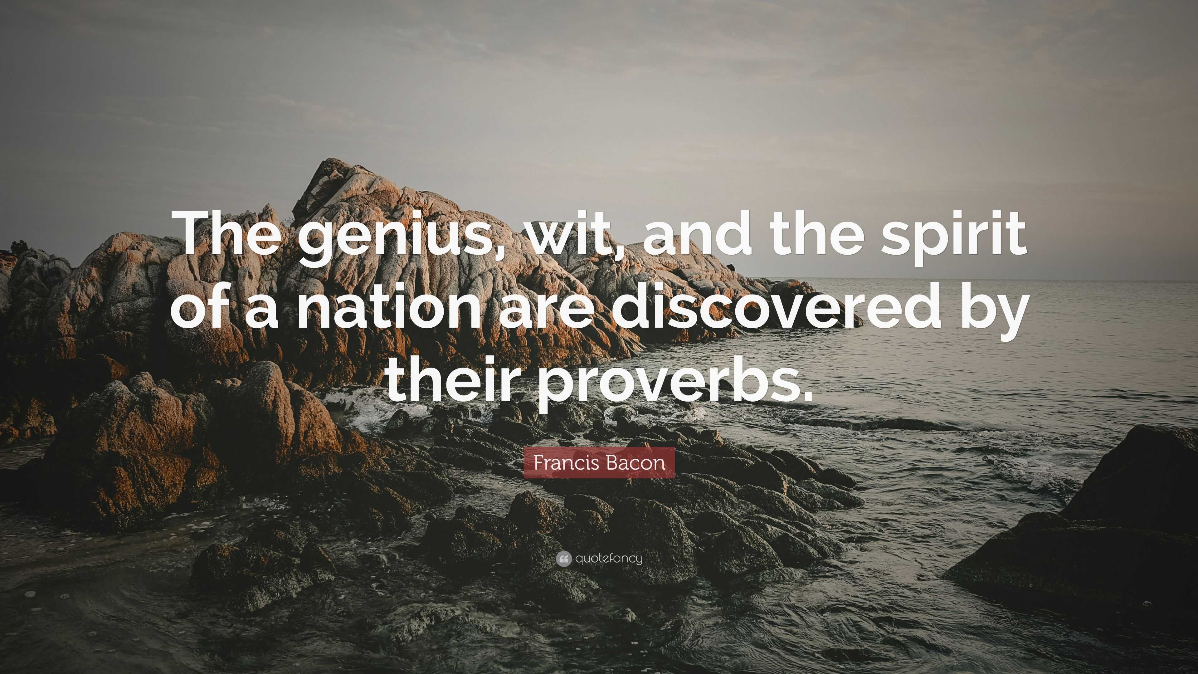 Francis Bacon Quote: “The genius, wit, and the spirit of a nation are ...