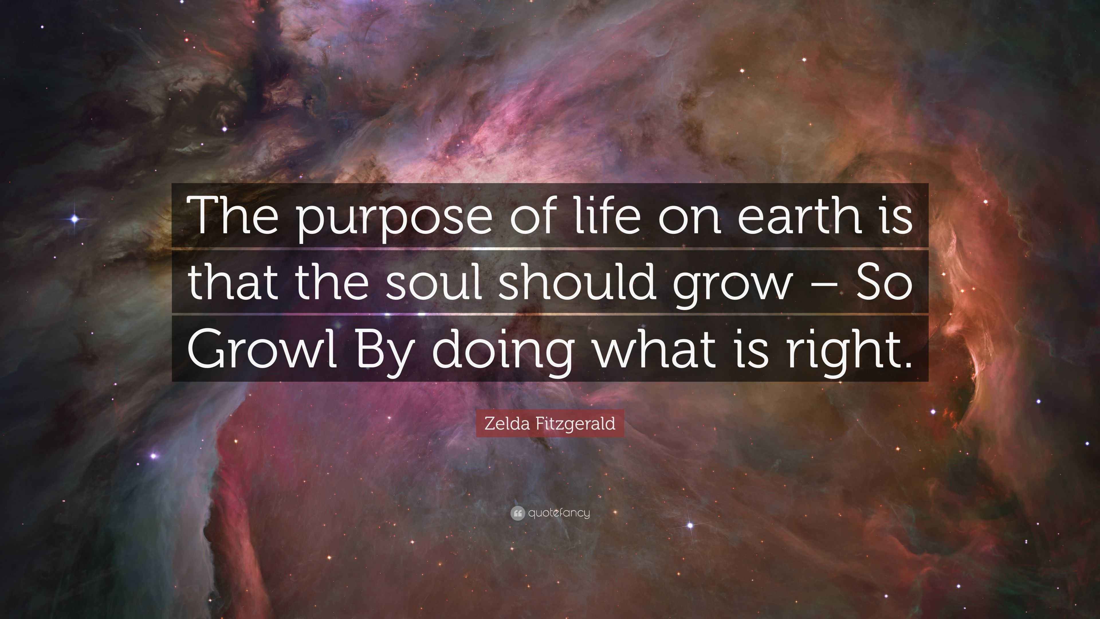 Zelda Fitzgerald Quote: “The purpose of life on earth is that the soul ...