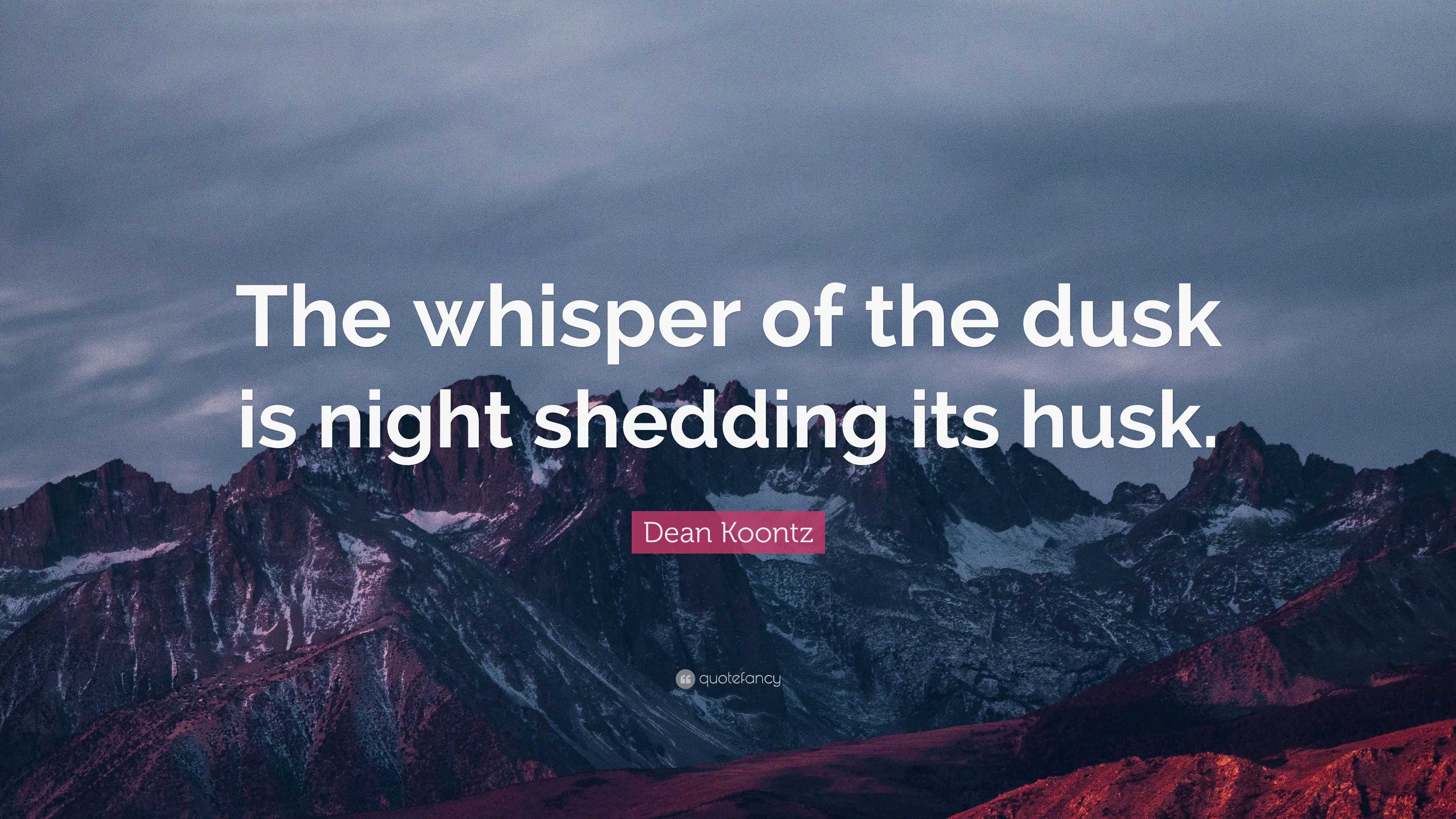 Dean Koontz Quote: “The whisper of the dusk is night shedding its husk.”