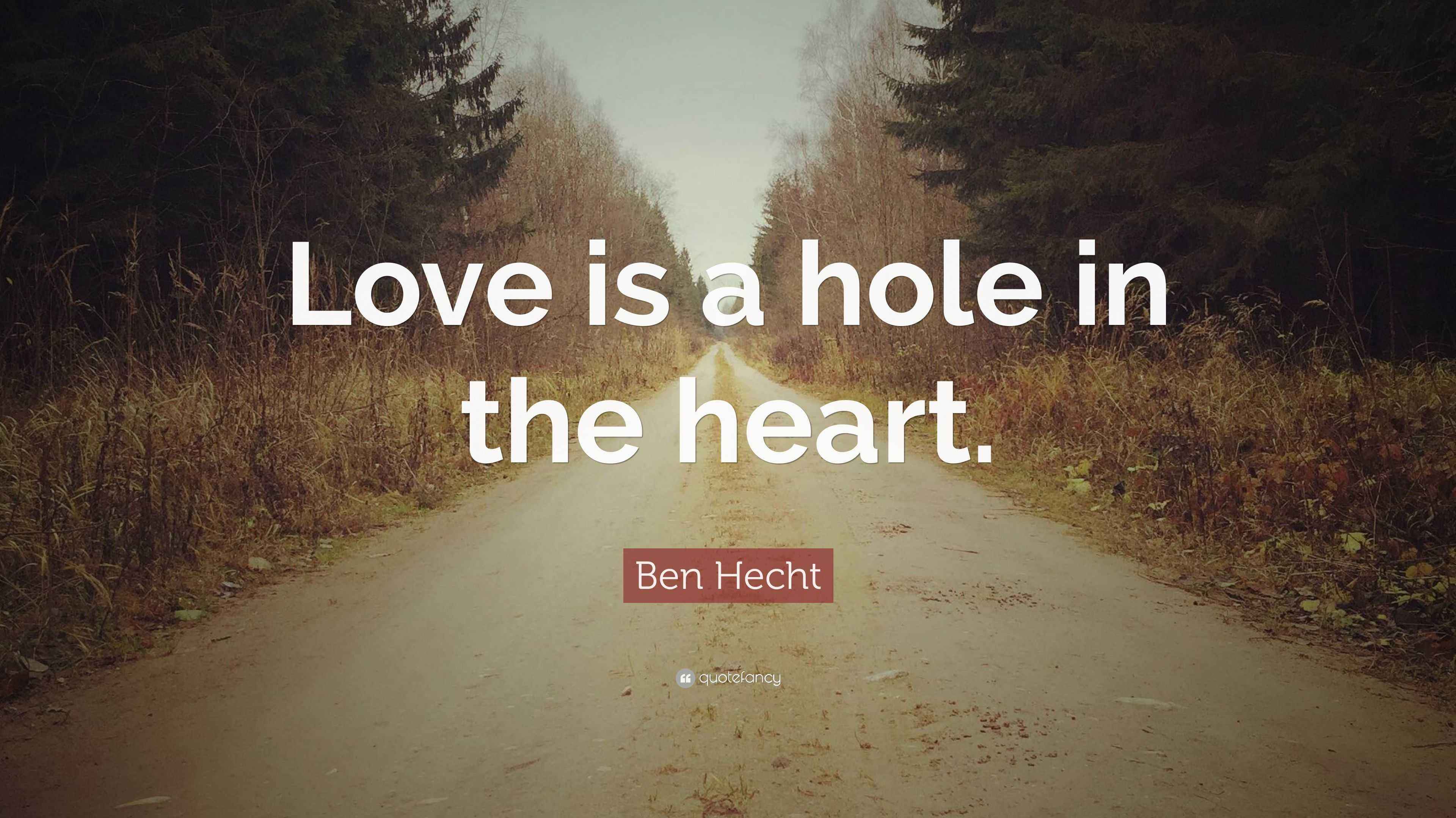 Ben Hecht Quote: “Love is a hole in the heart.”