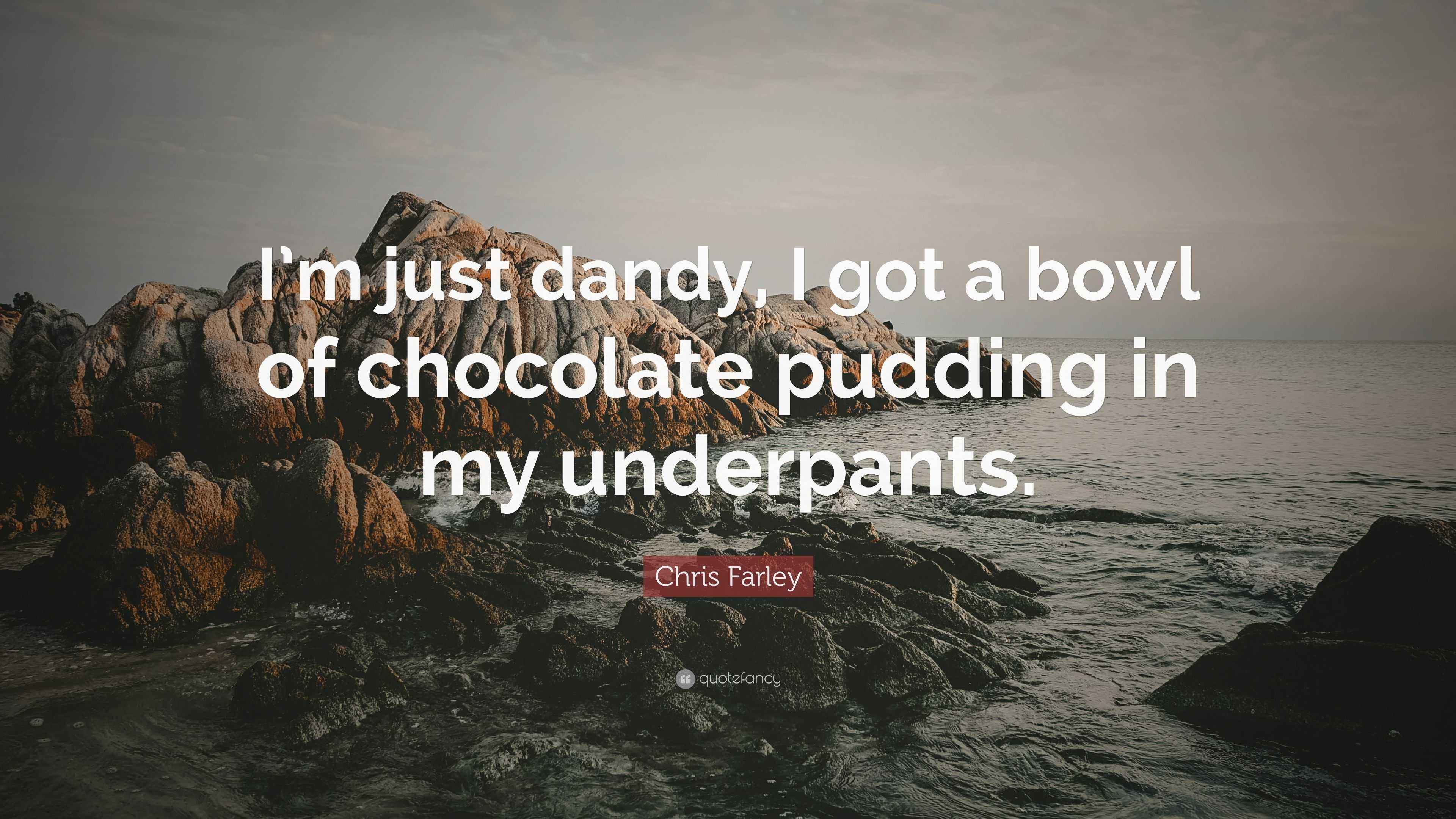 Chris Farley Quote: “I’m just dandy, I got a bowl of chocolate pudding ...