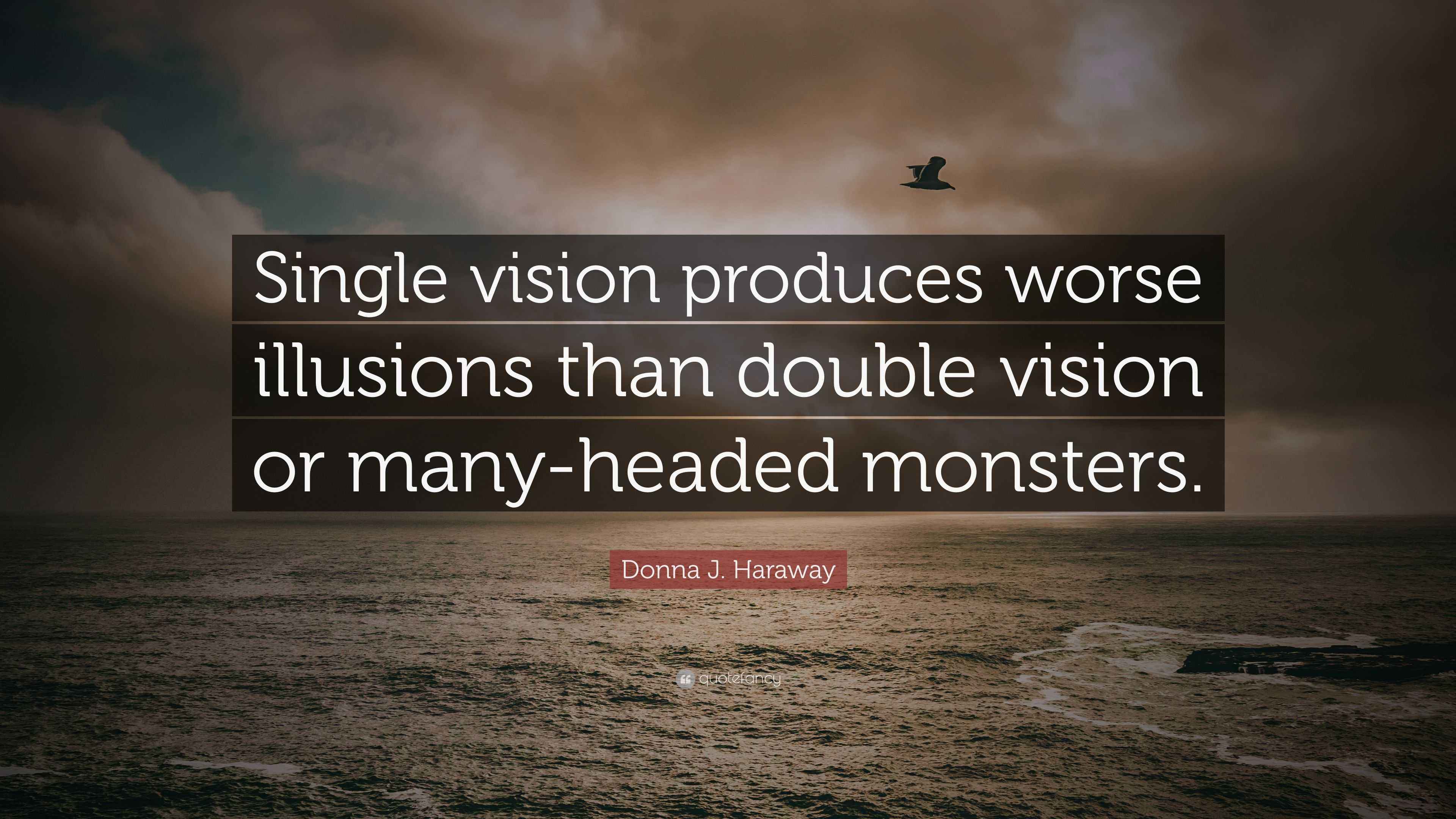 Donna J. Haraway Quote: “Single vision produces worse illusions than ...