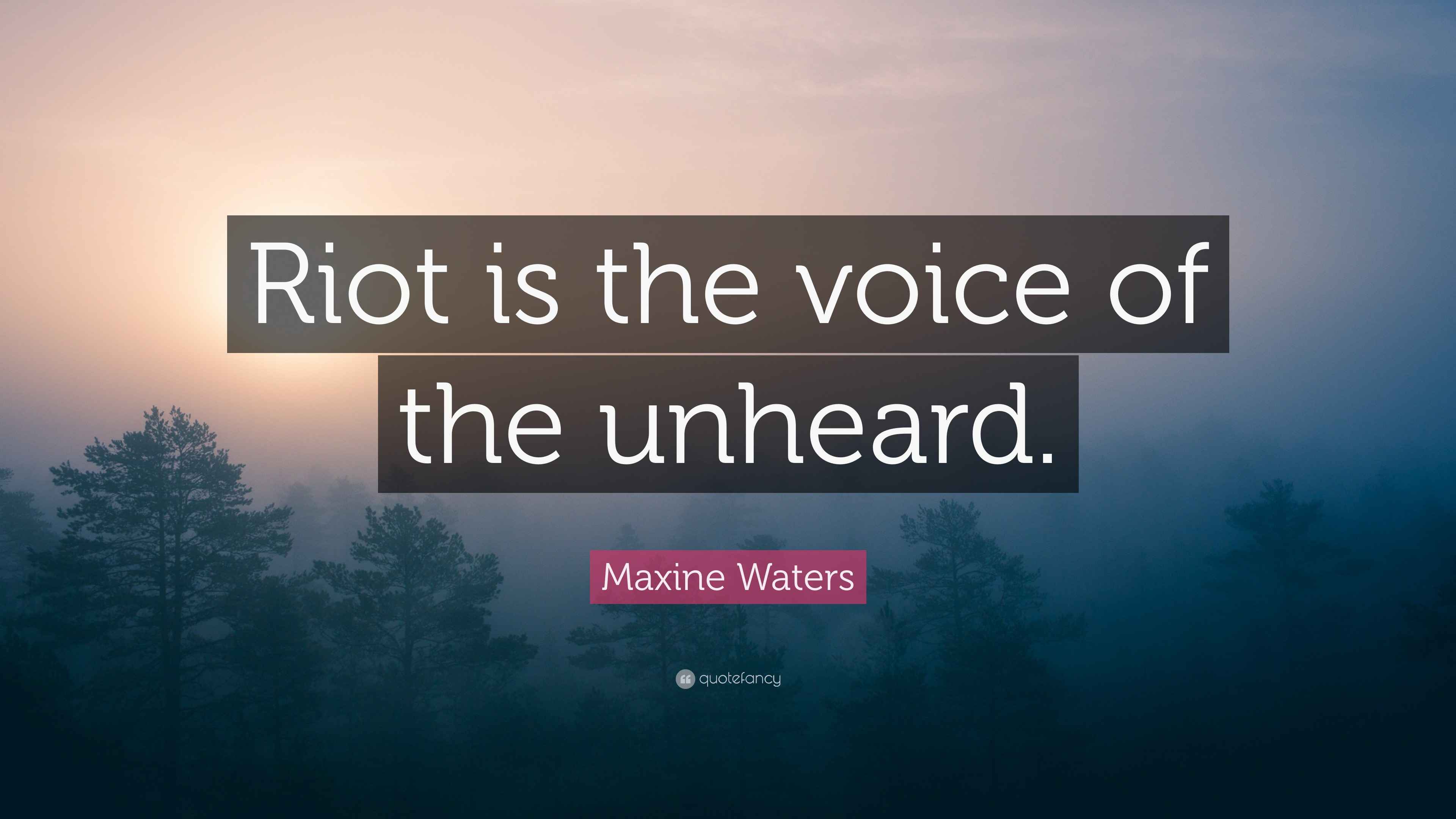 Maxine Waters Quote: “Riot is the voice of the unheard.”