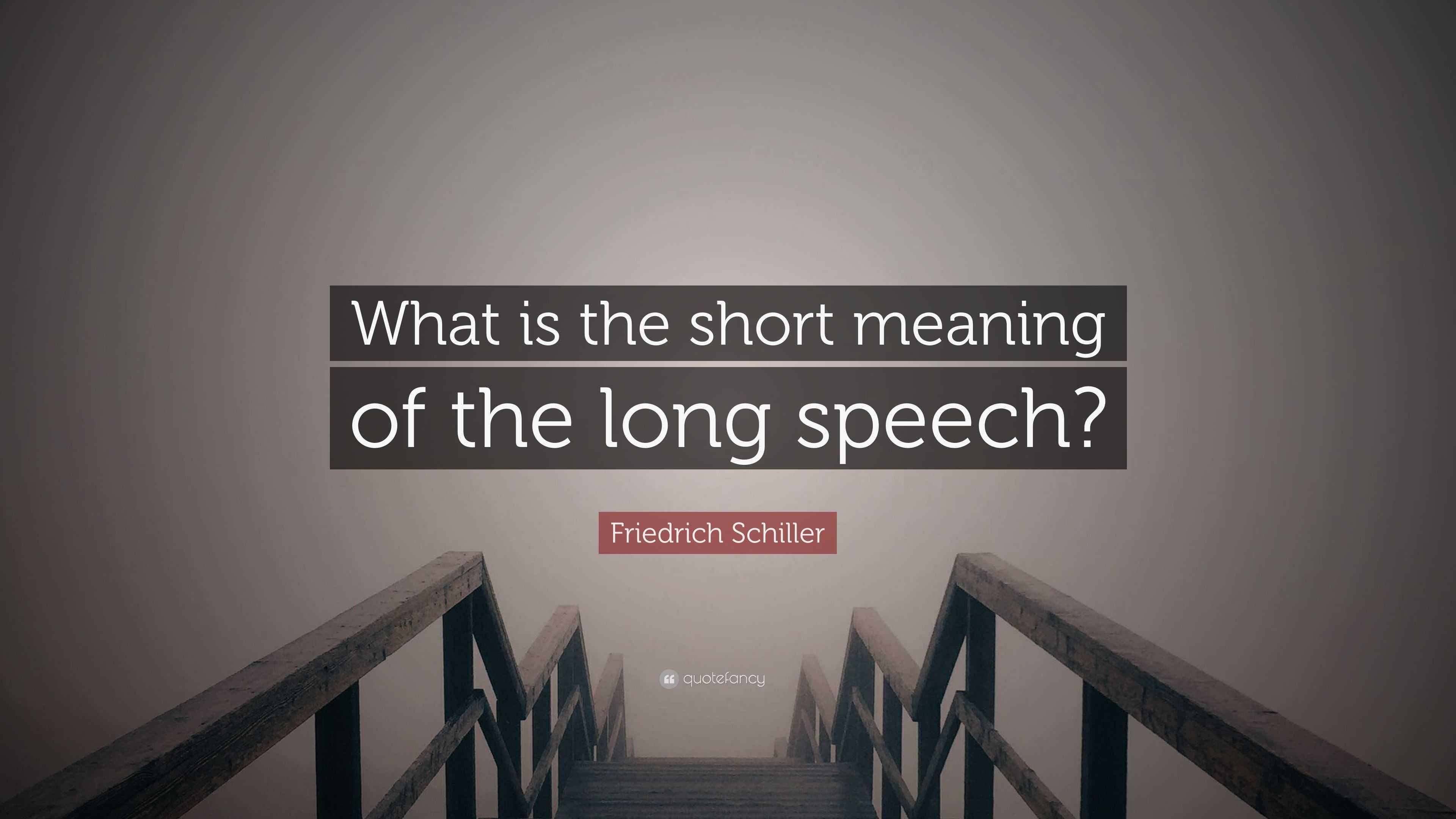 Friedrich Schiller Quote: “What is the short meaning of the long speech?”