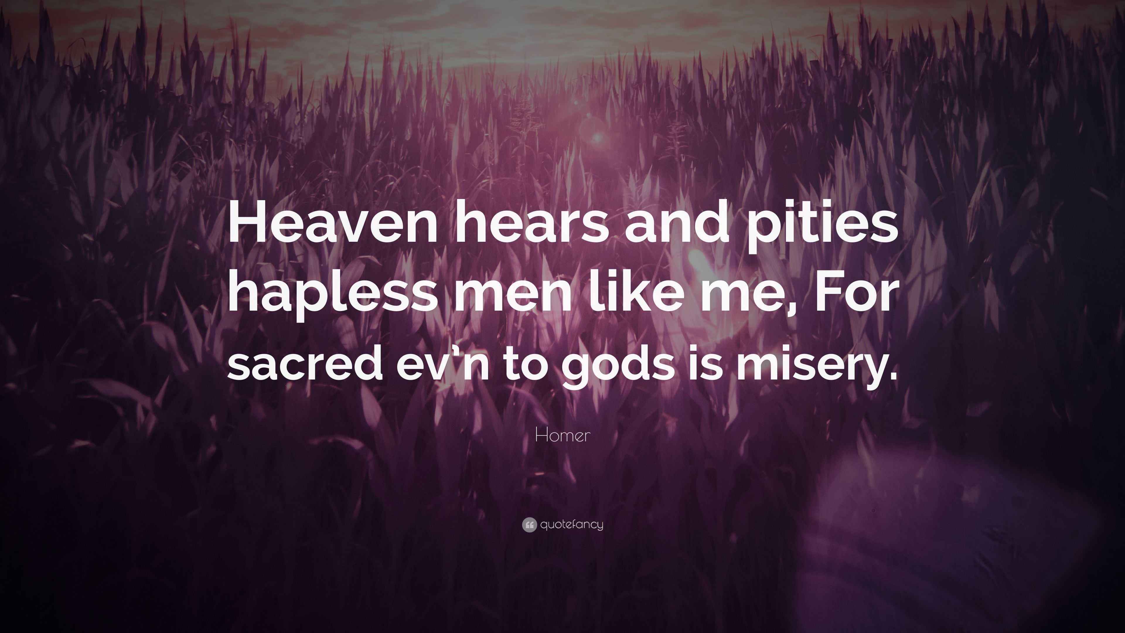 Homer Quote: “Heaven hears and pities hapless men like me, For sacred ...