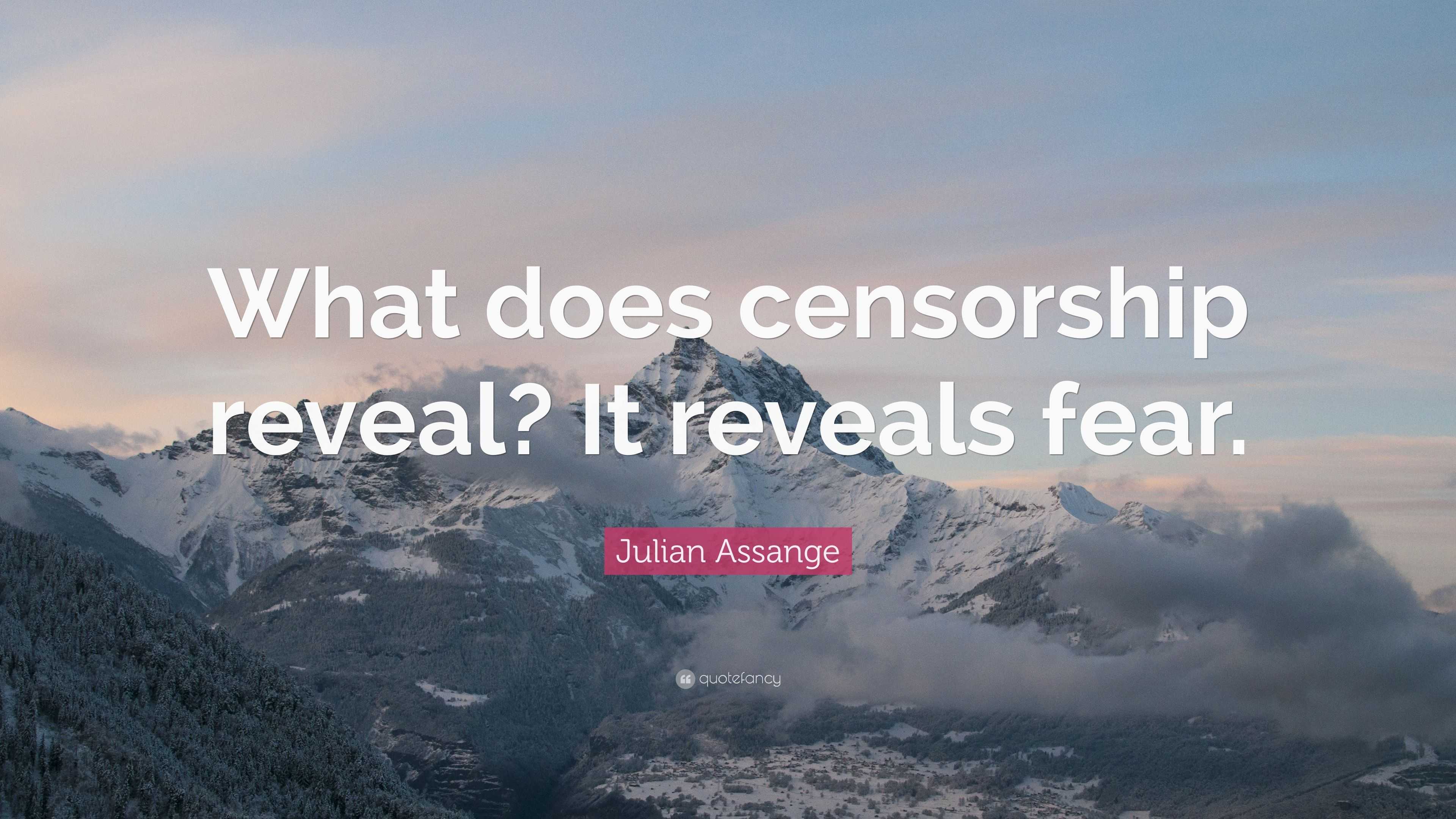 Julian Assange Quote: “What does censorship reveal? It reveals fear.”