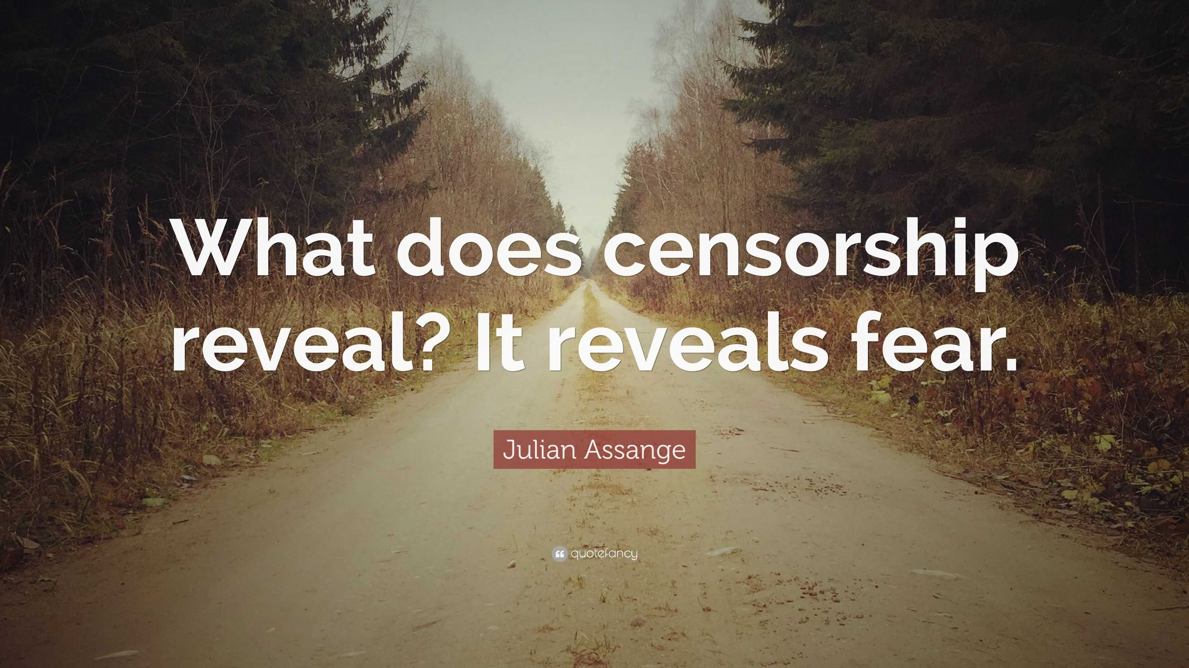 Julian Assange Quote: “What does censorship reveal? It reveals fear.”