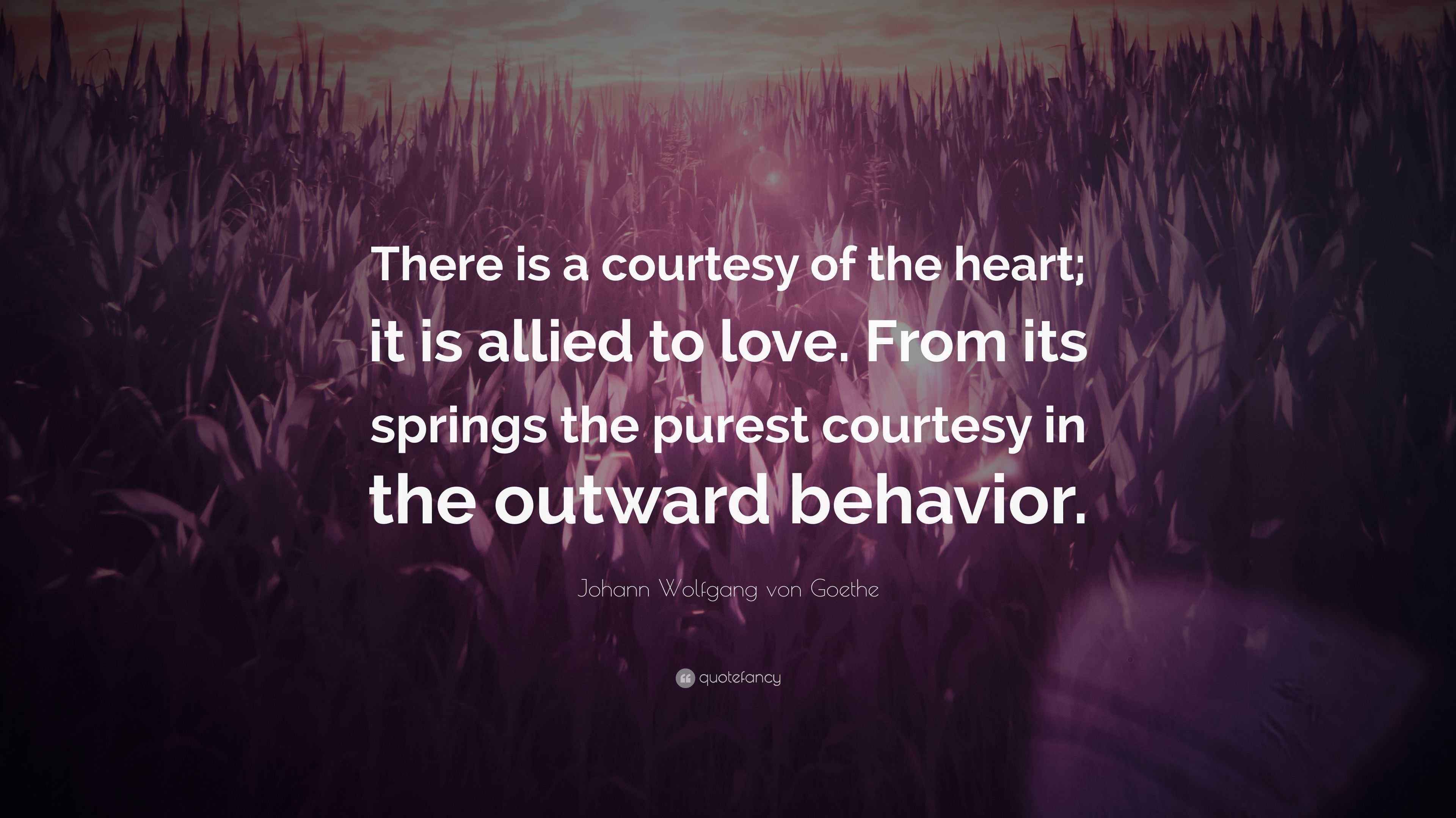 Johann Wolfgang von Goethe Quote: “There is a courtesy of the heart; it ...