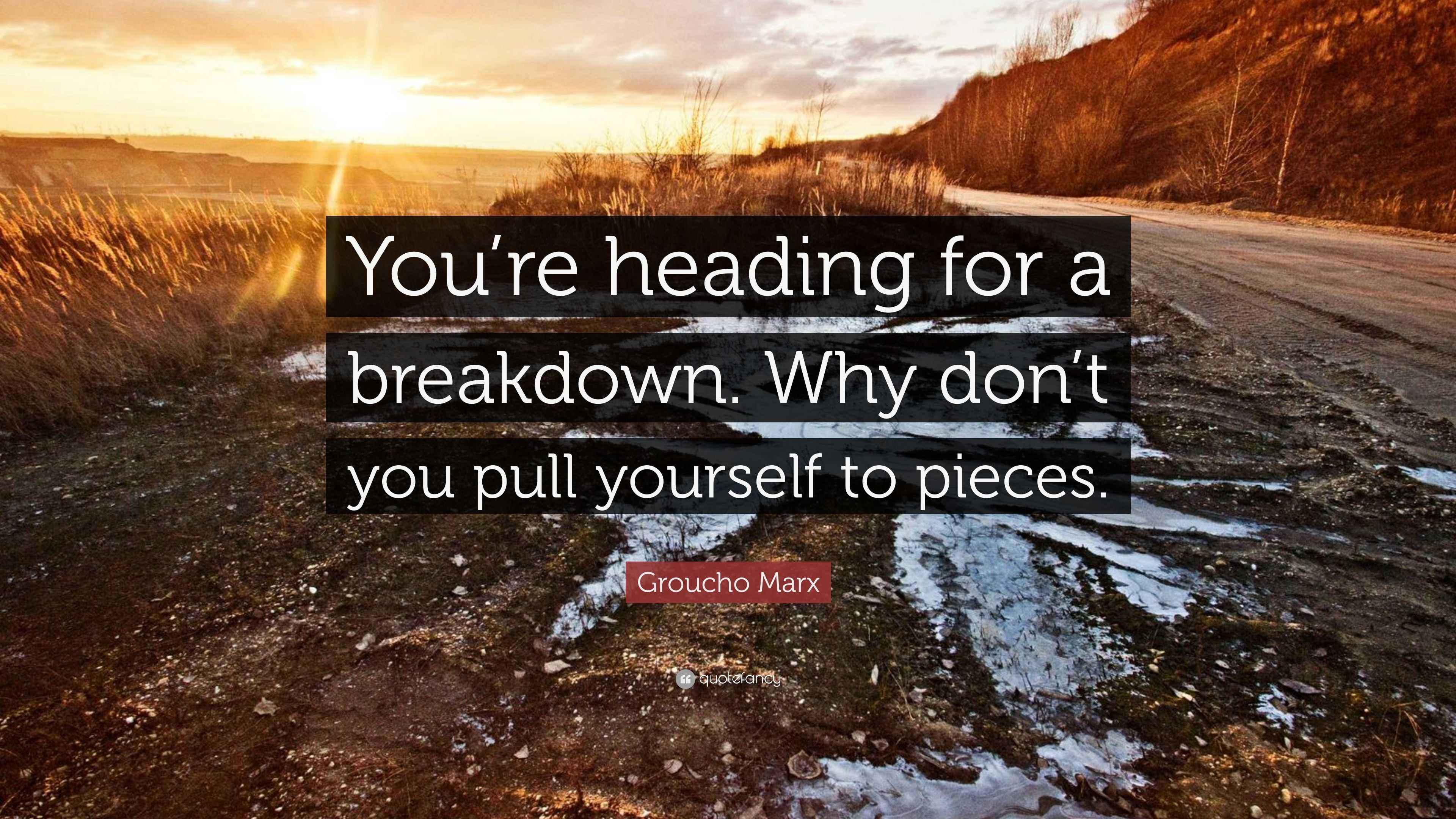 Groucho Marx Quote: “You’re heading for a breakdown. Why don’t you pull ...