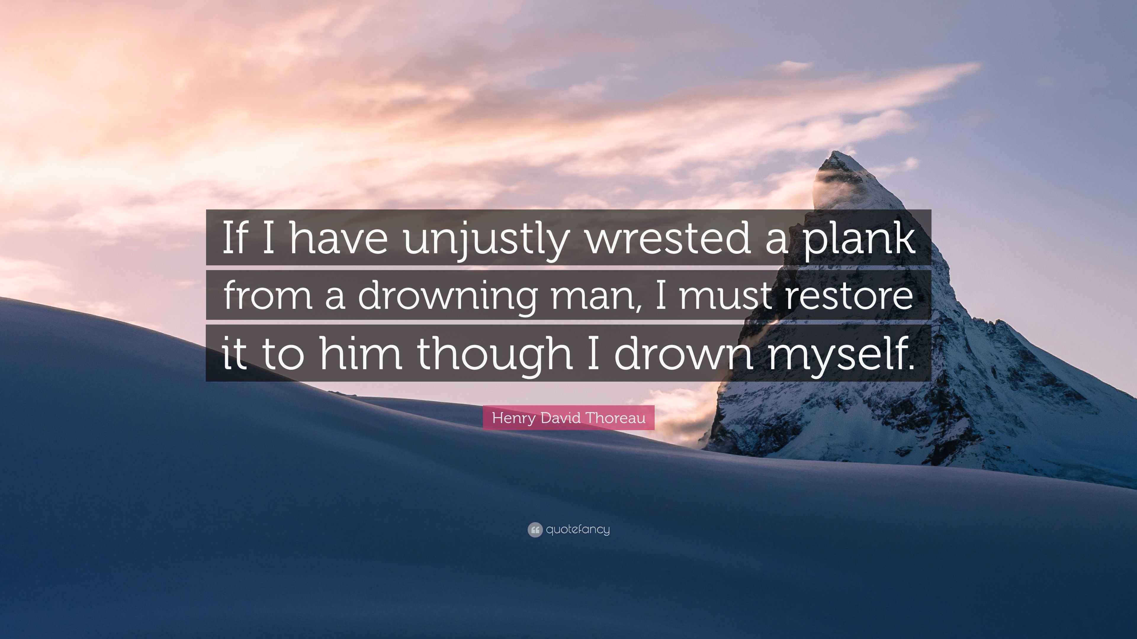 Henry David Thoreau Quote: “If I have unjustly wrested a plank from a ...