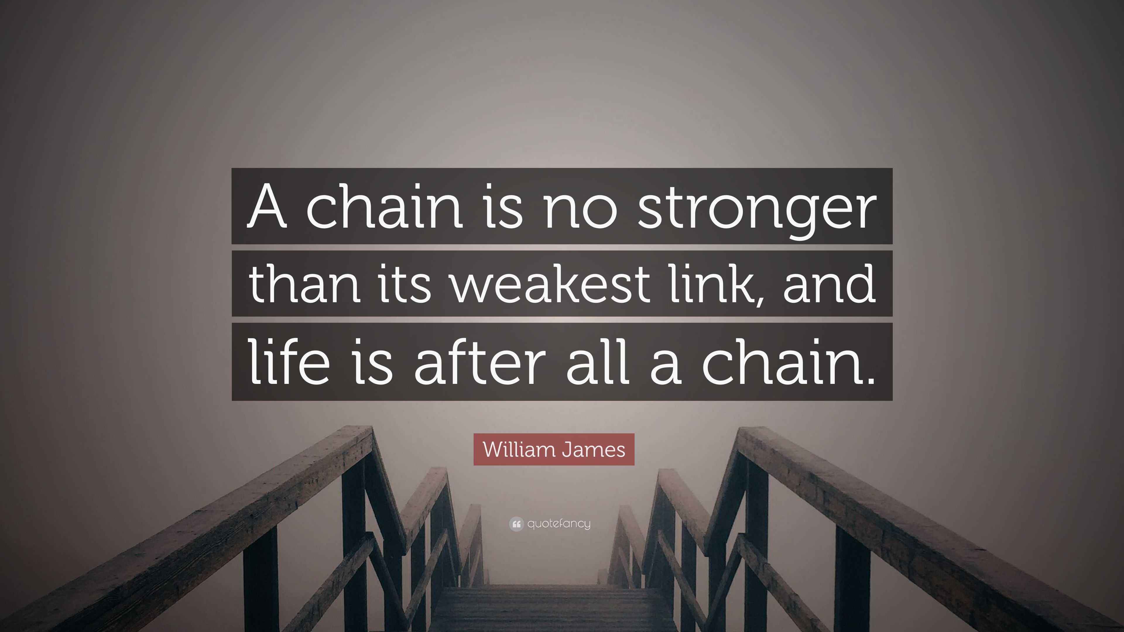 William James Quote: “A chain is no stronger than its weakest link, and ...