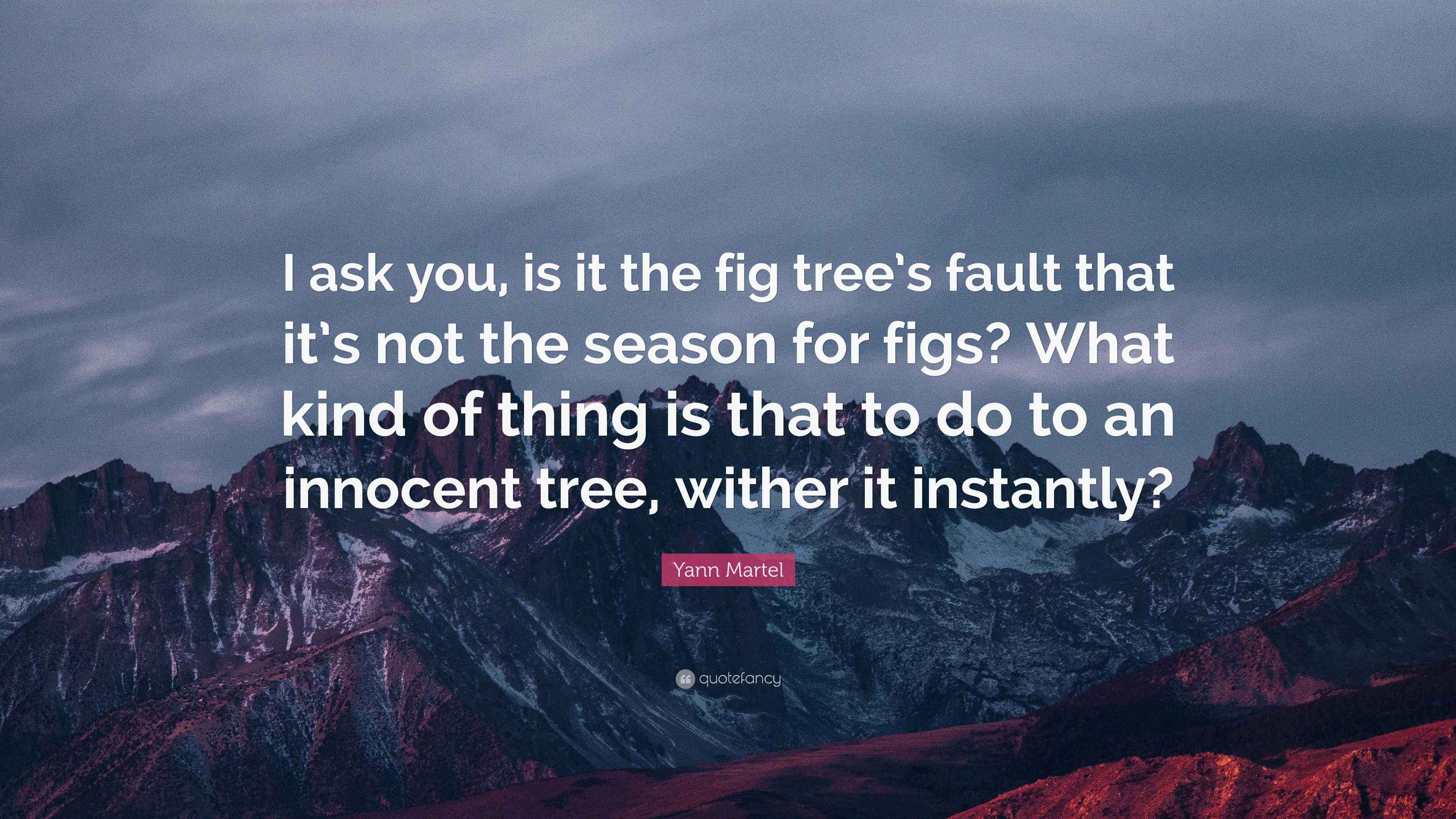 Yann Martel Quote: “I ask you, is it the fig tree’s fault that it’s not ...