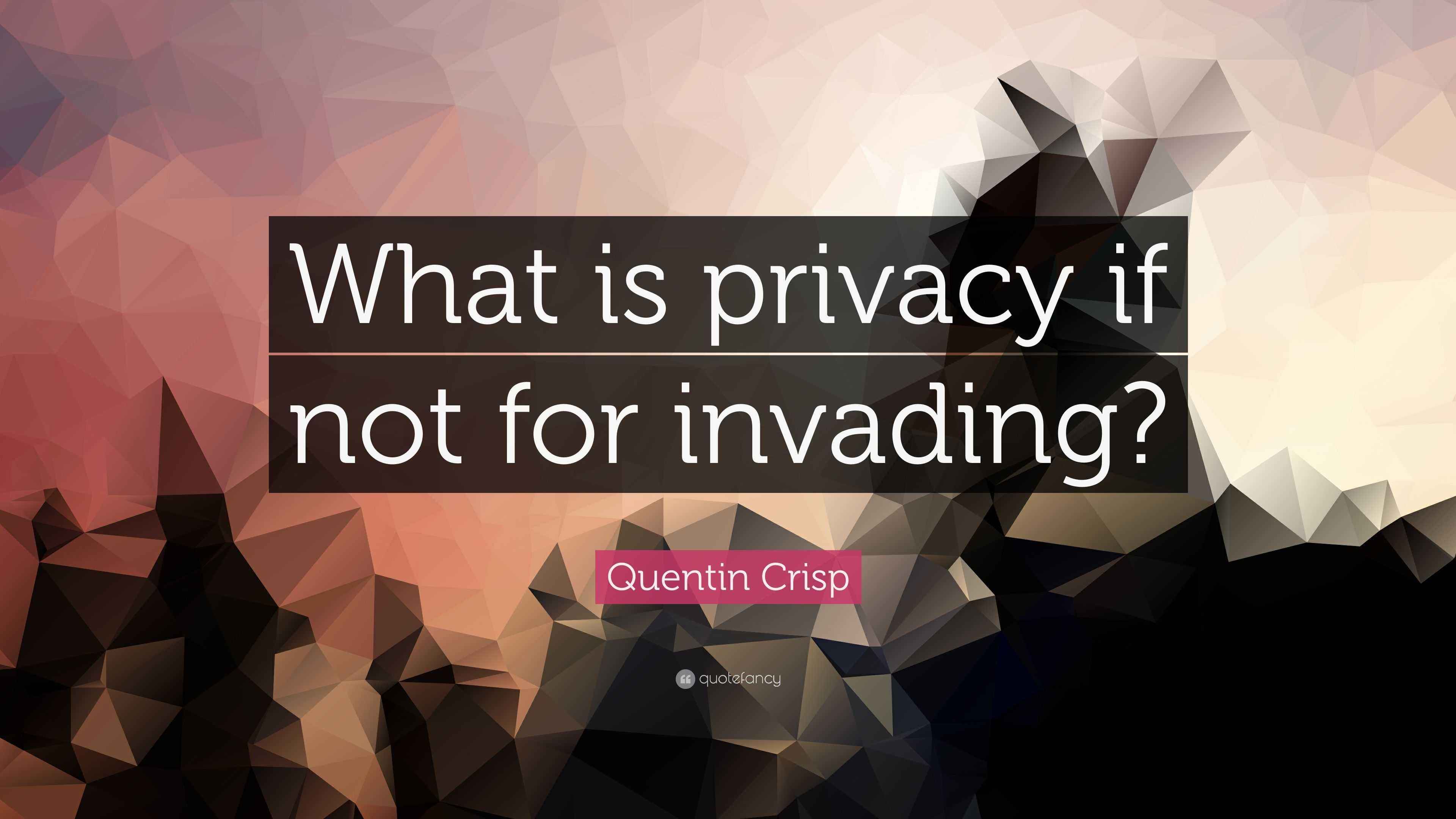 Quentin Crisp Quote: “What is privacy if not for invading?”