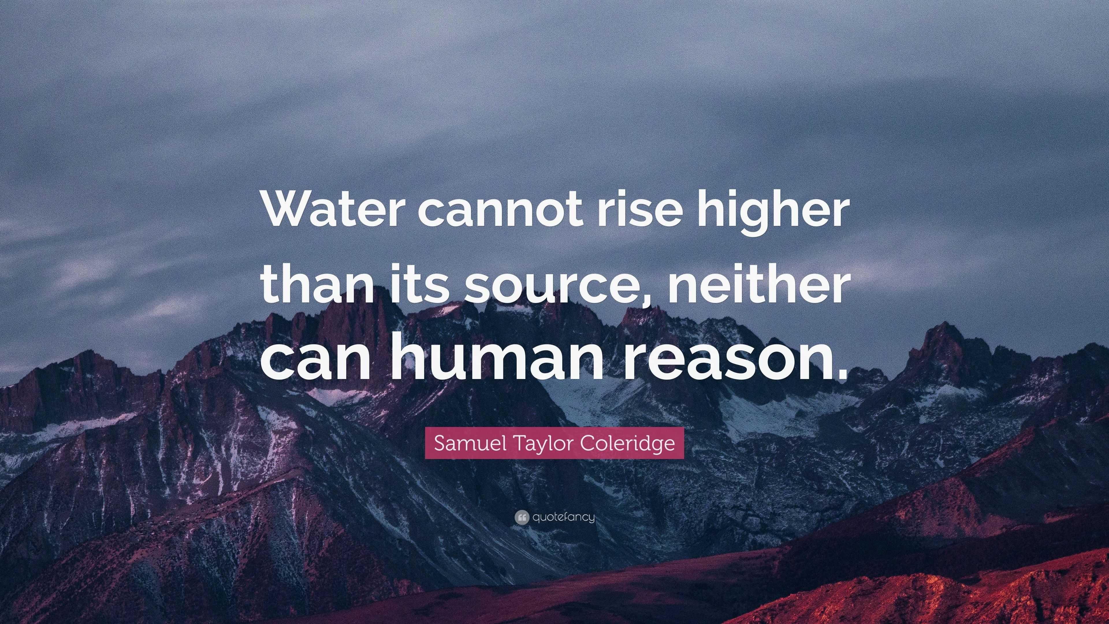 Samuel Taylor Coleridge Quote: “Water cannot rise higher than its ...