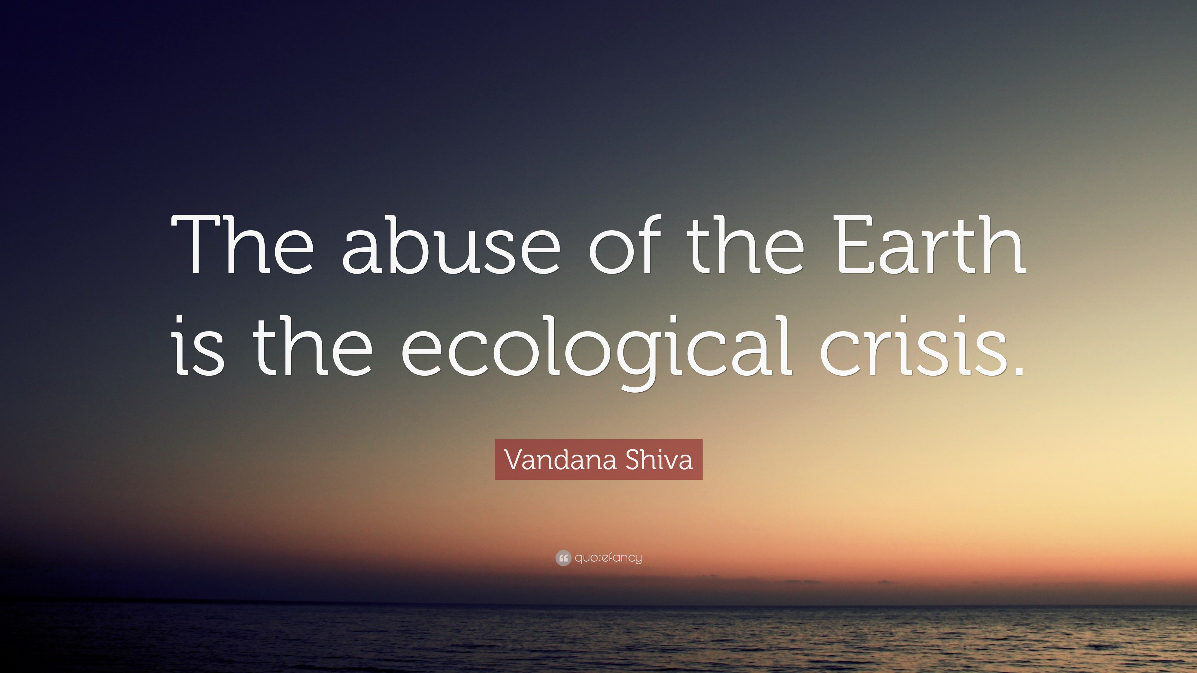 Vandana Shiva Quote: “The abuse of the Earth is the ecological crisis.”