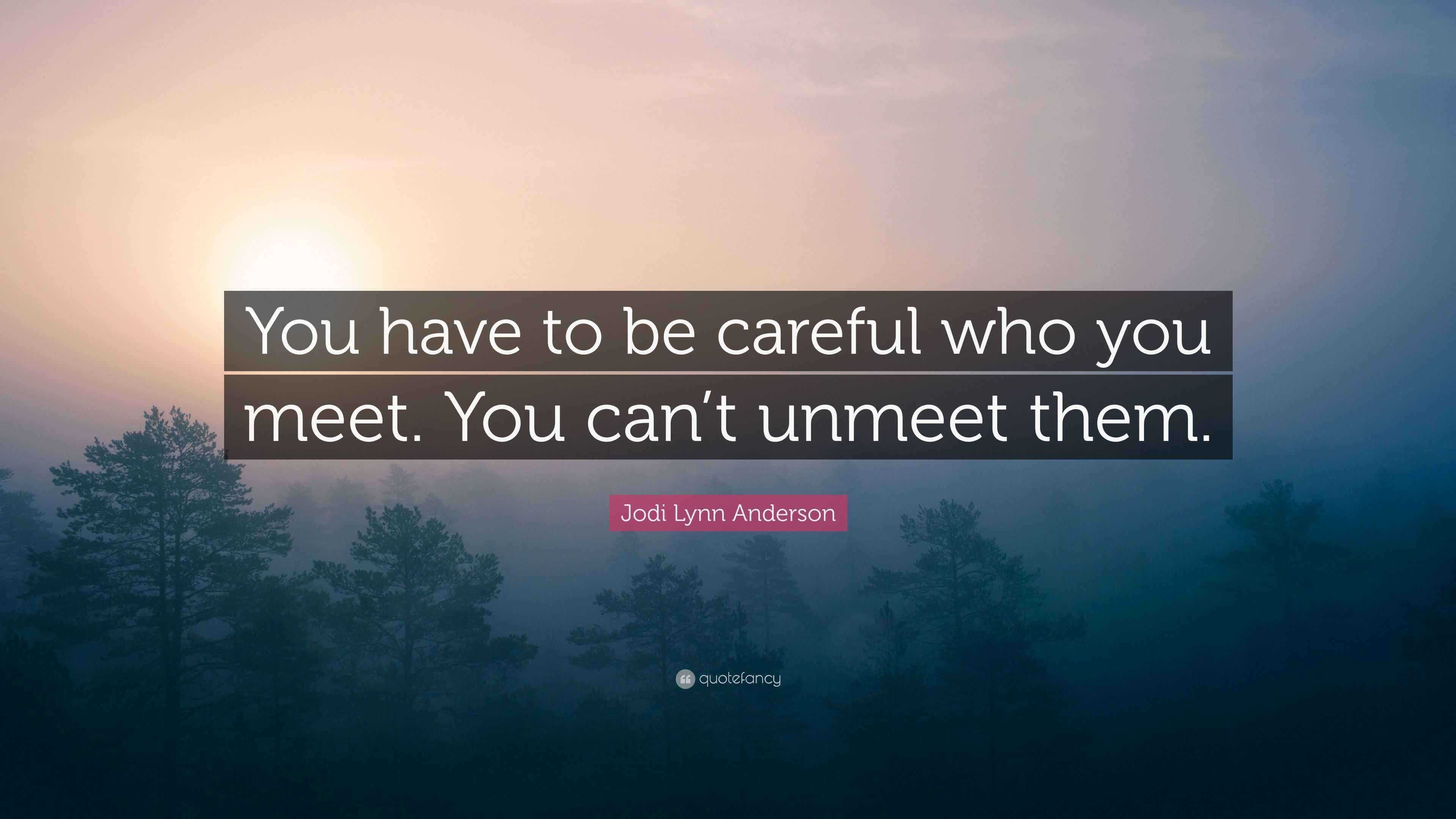 Jodi Lynn Anderson Quote: “You have to be careful who you meet. You can ...