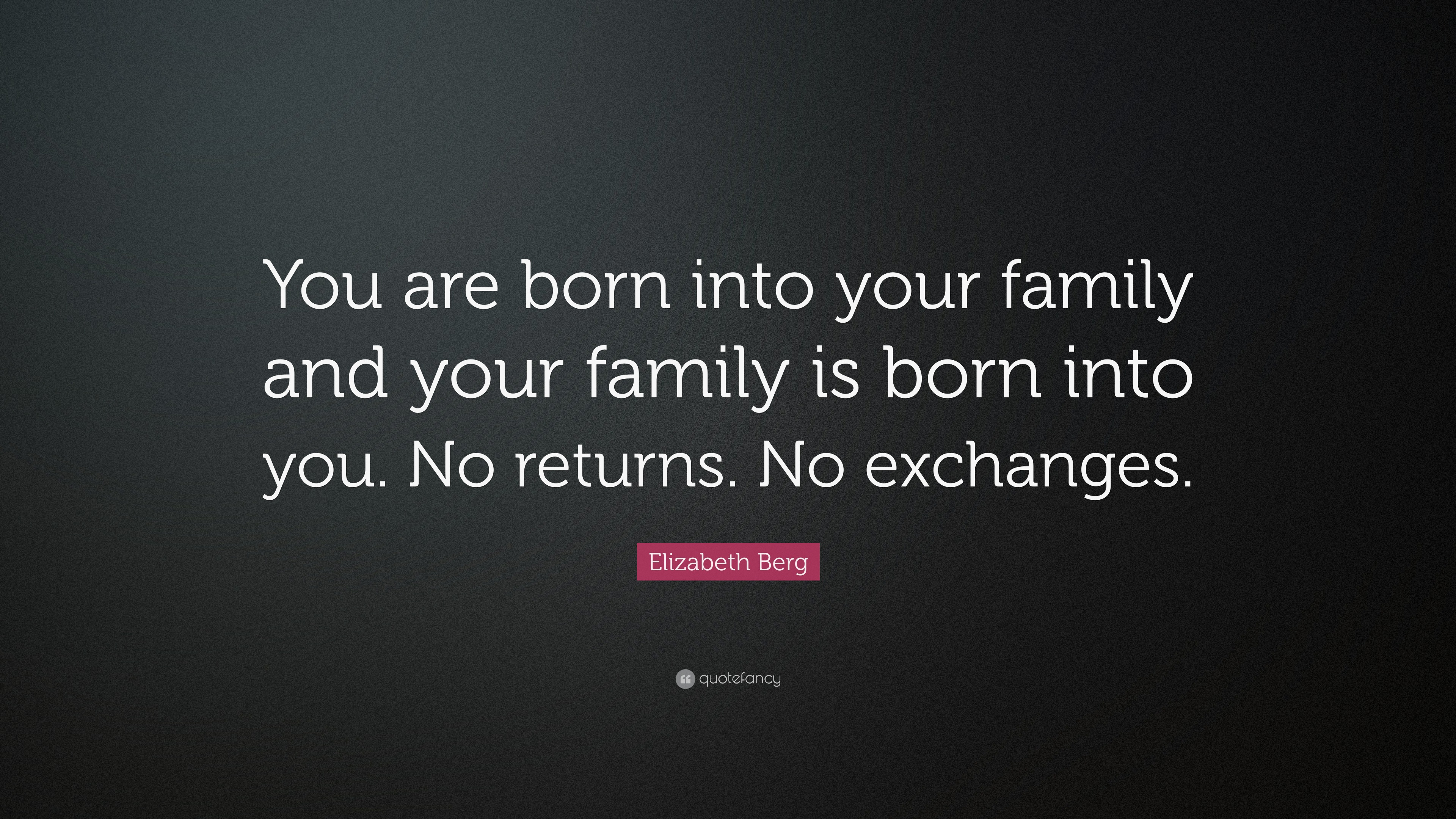 Elizabeth Berg Quote: “You are born into your family and your family is ...