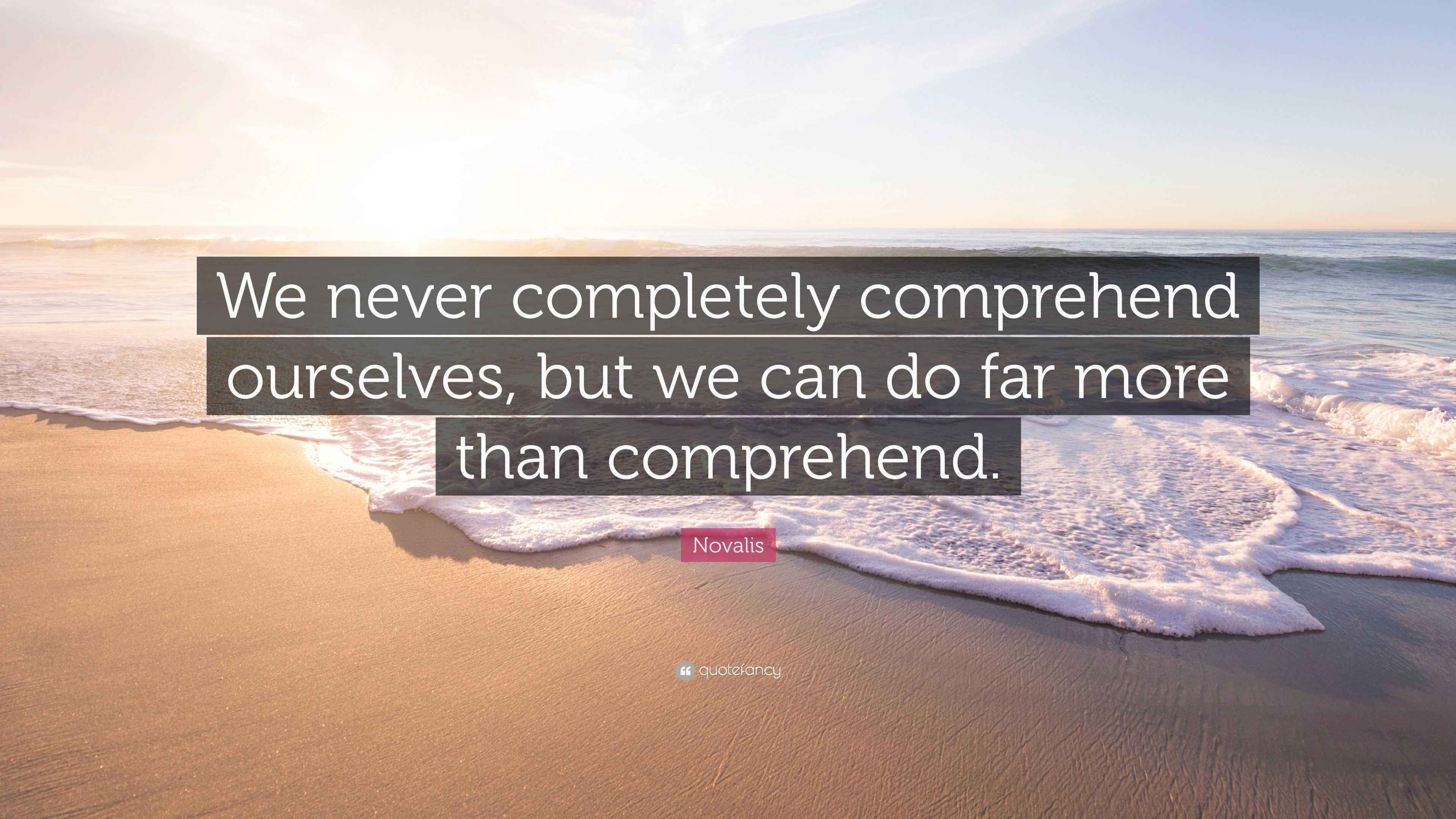 Novalis Quote: “We never completely comprehend ourselves, but we can do ...