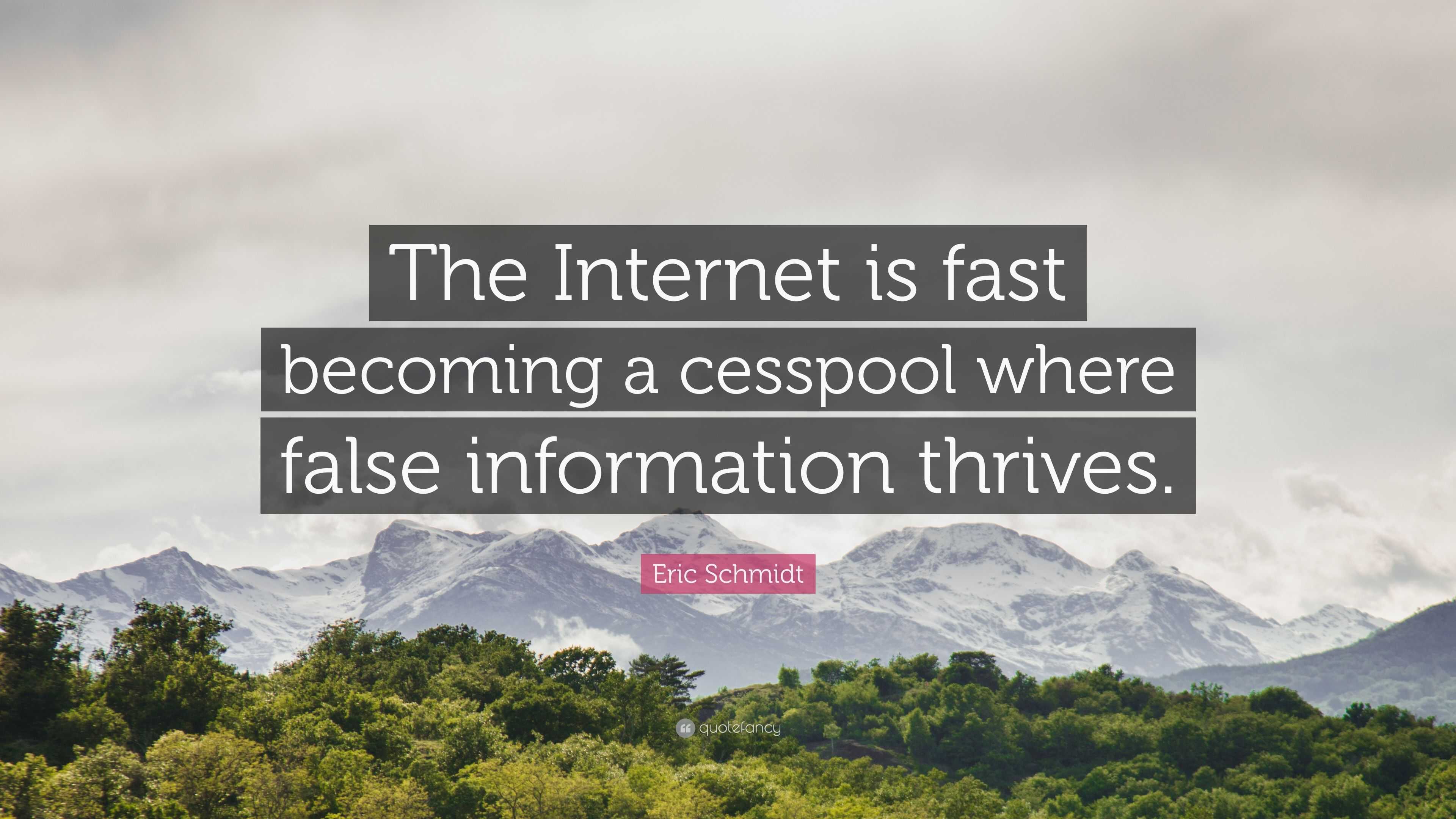 Eric Schmidt Quote: “The Internet is fast becoming a cesspool where ...