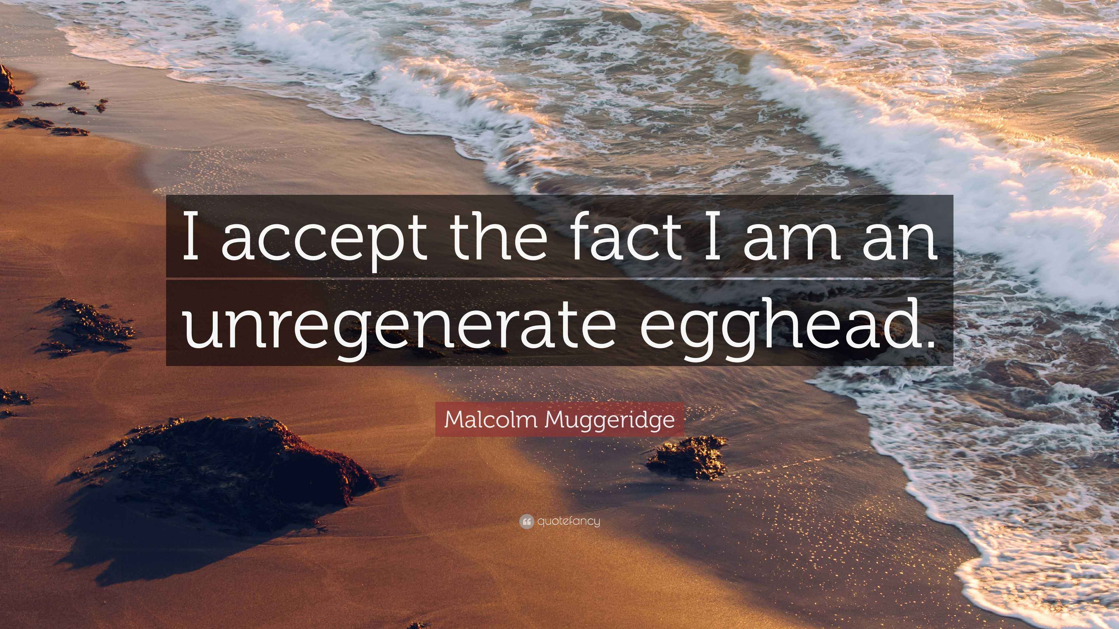 Malcolm Muggeridge Quote: “I accept the fact I am an unregenerate egghead.”