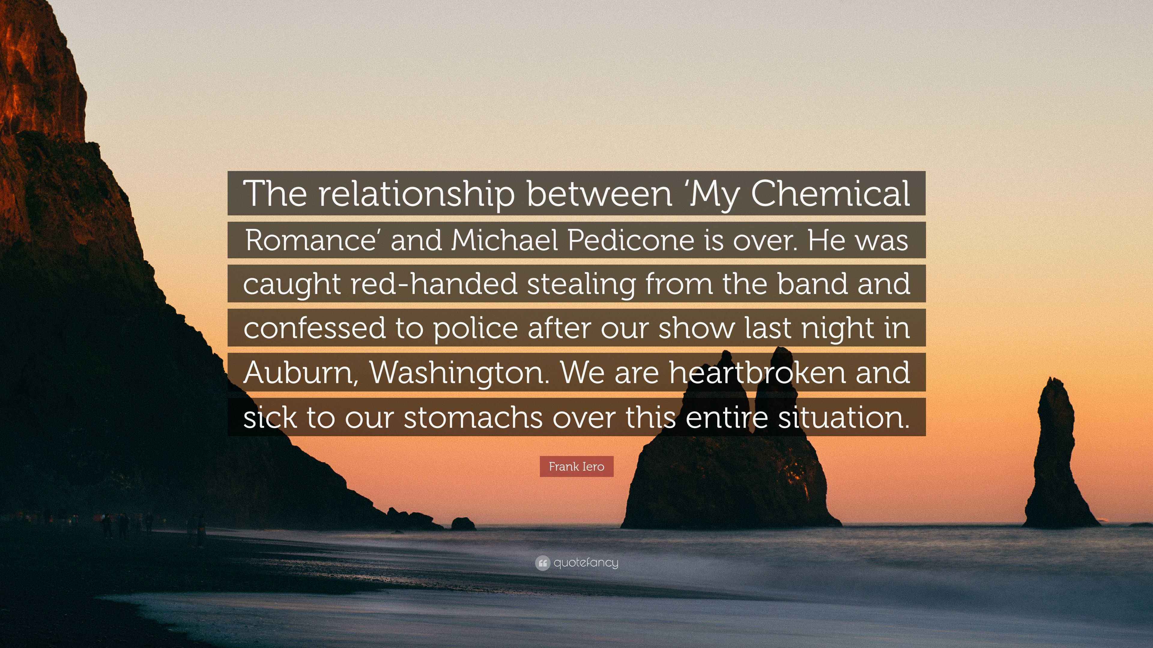 Frank Iero Quote: “The relationship between ‘My Chemical Romance’ and ...