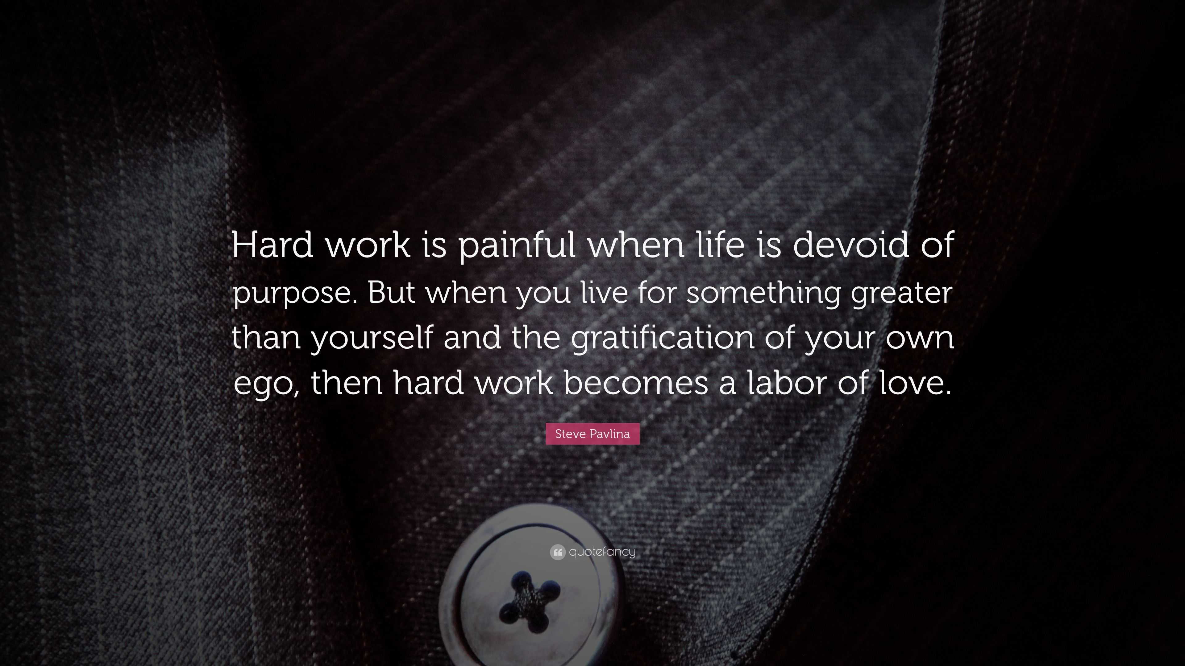 Steve Pavlina Quote: “Hard work is painful when life is devoid of ...